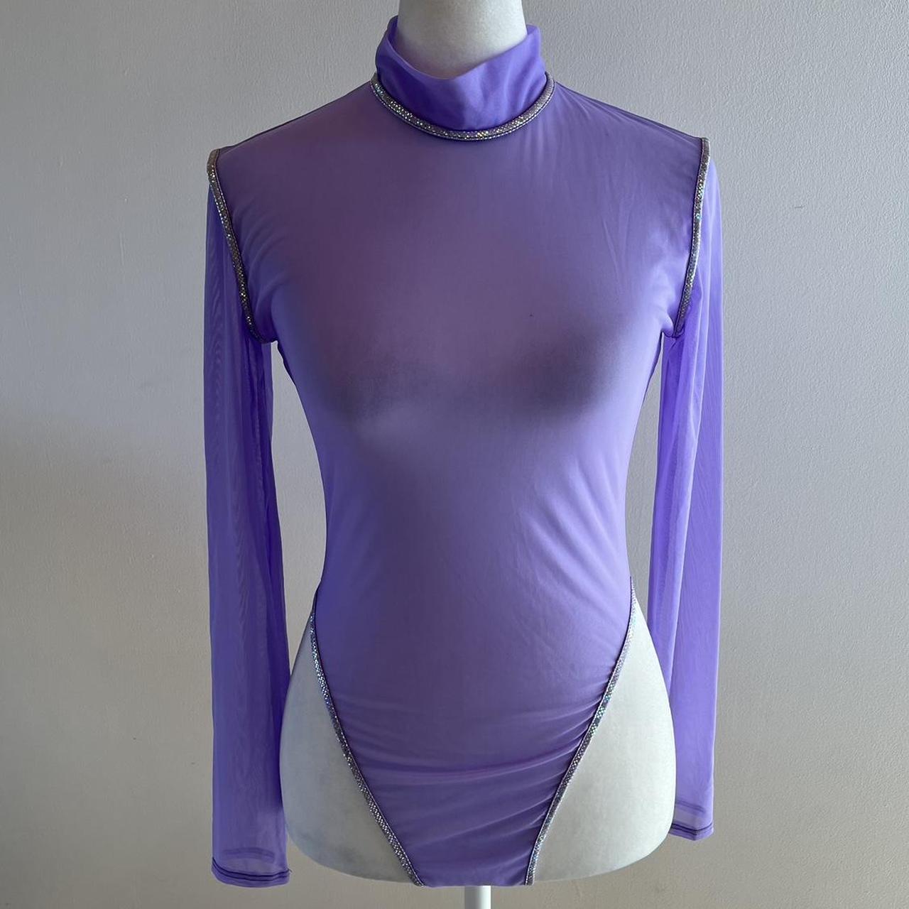 Purple Mesh Long Sleeve Bodysuit. Brand is Roma,... - Depop