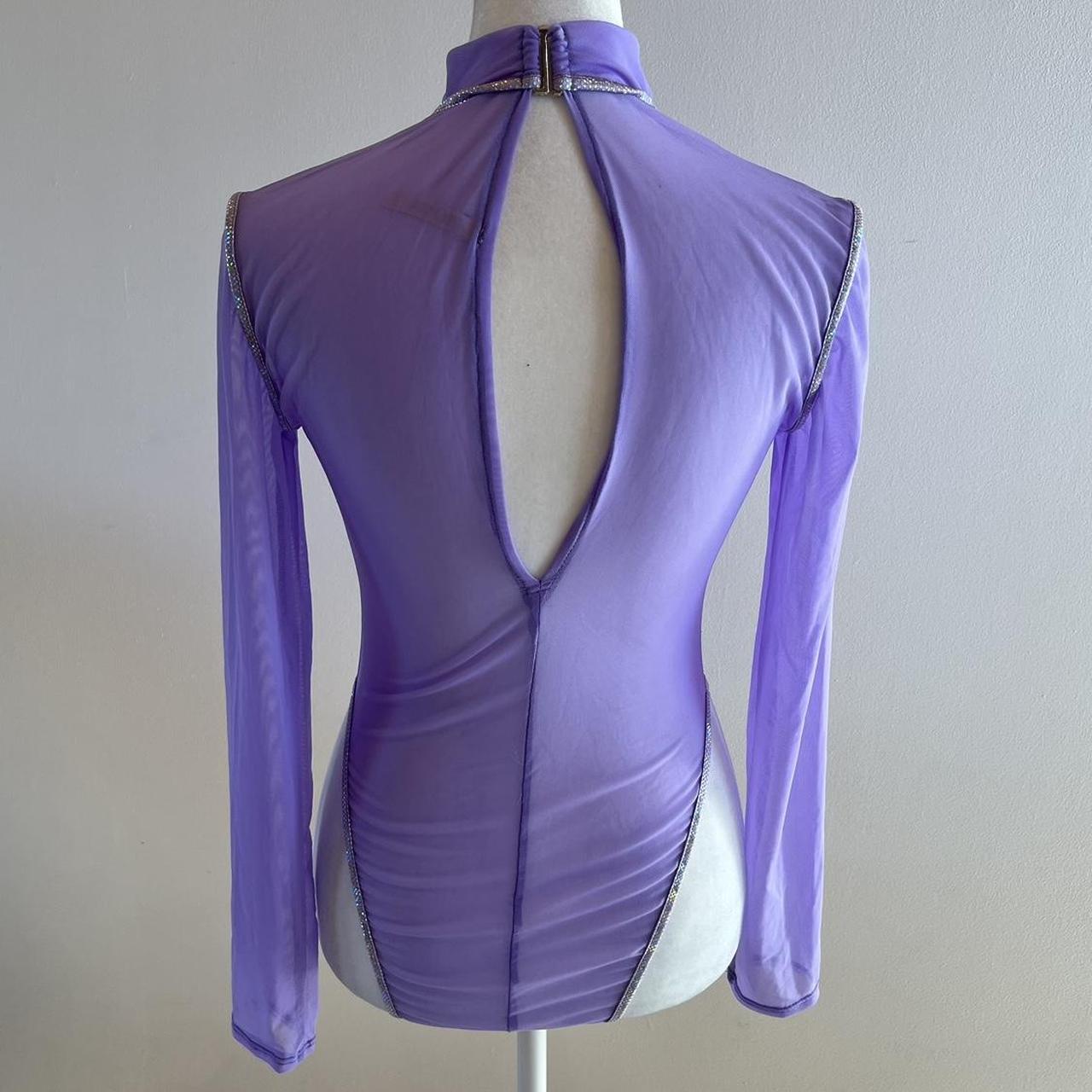 Purple Mesh Long Sleeve Bodysuit. Brand is Roma,... - Depop