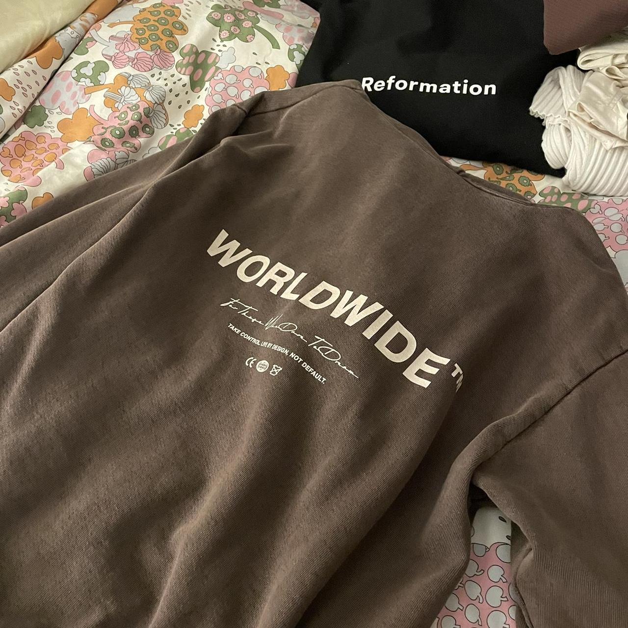 Stüssy Men's Brown and White Hoodie | Depop