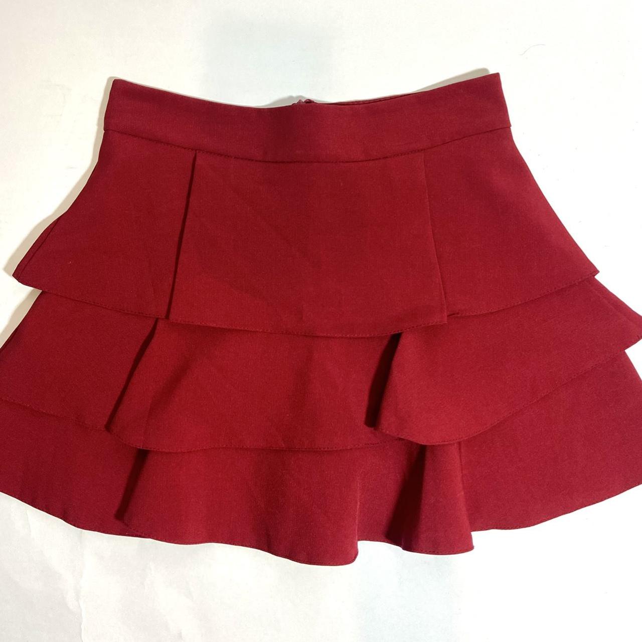 cutest red ruffled mini skirt - Depop