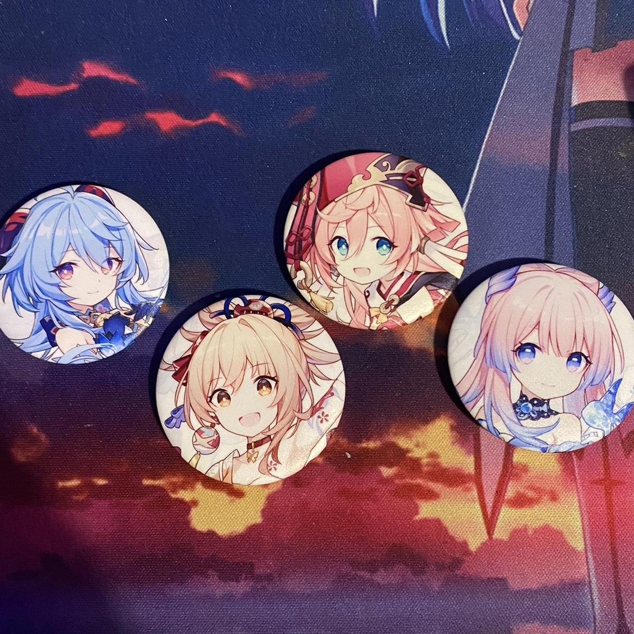 four genshin pins 💕 i have only displayed them on... - Depop