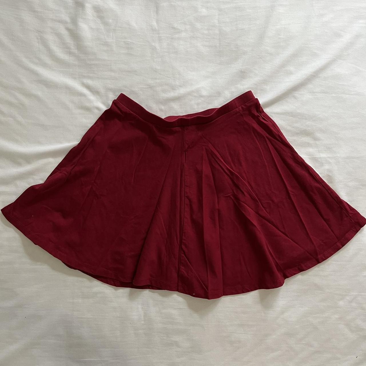 Red cotton circle mini high waist skirt. Depop