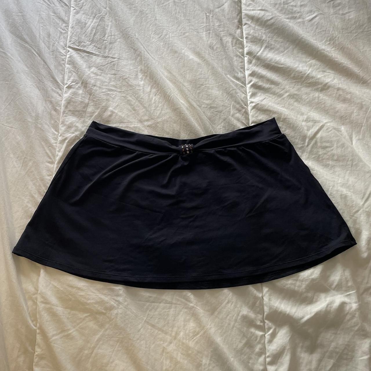 black micro mini skirt with bedazzled detailing size... - Depop