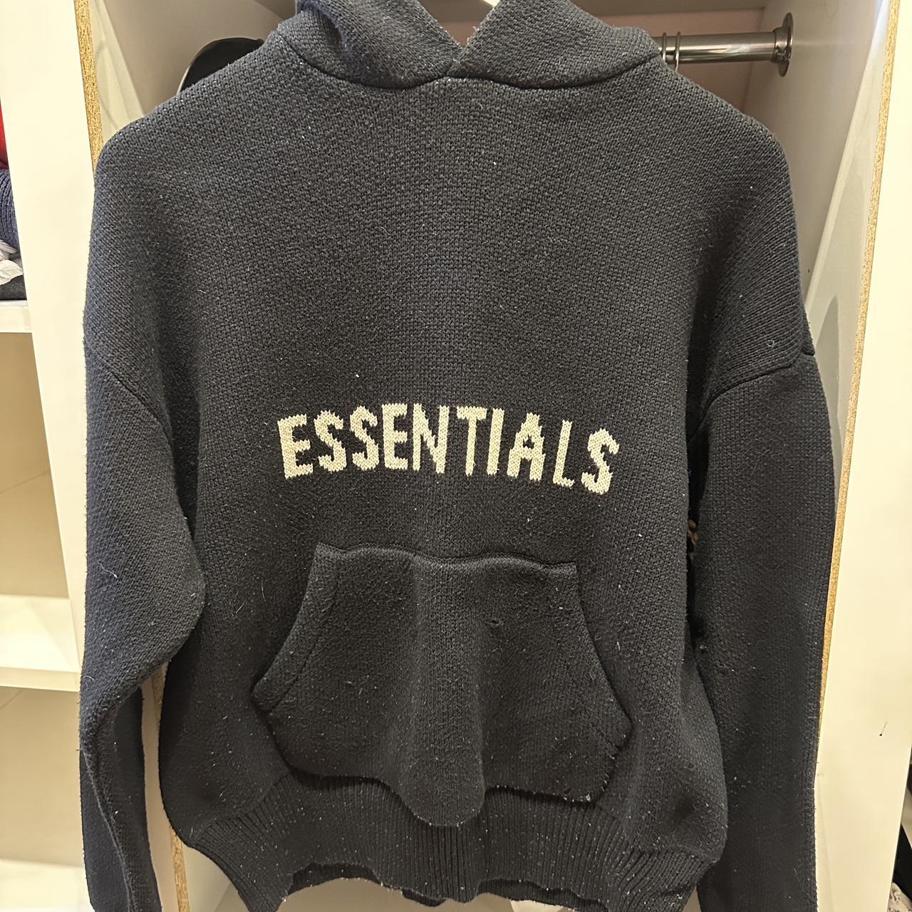 Fear Of God Essentials Knit Hoodie. Black. Size XS.... - Depop