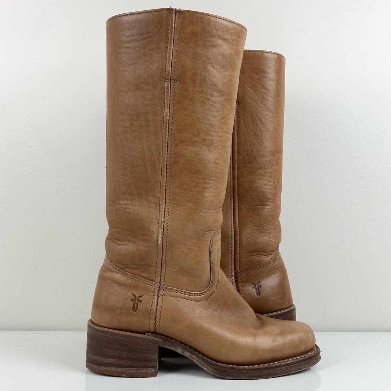 Vintage Frye Women’s Campus Boots Tall Brown Leather... - Depop