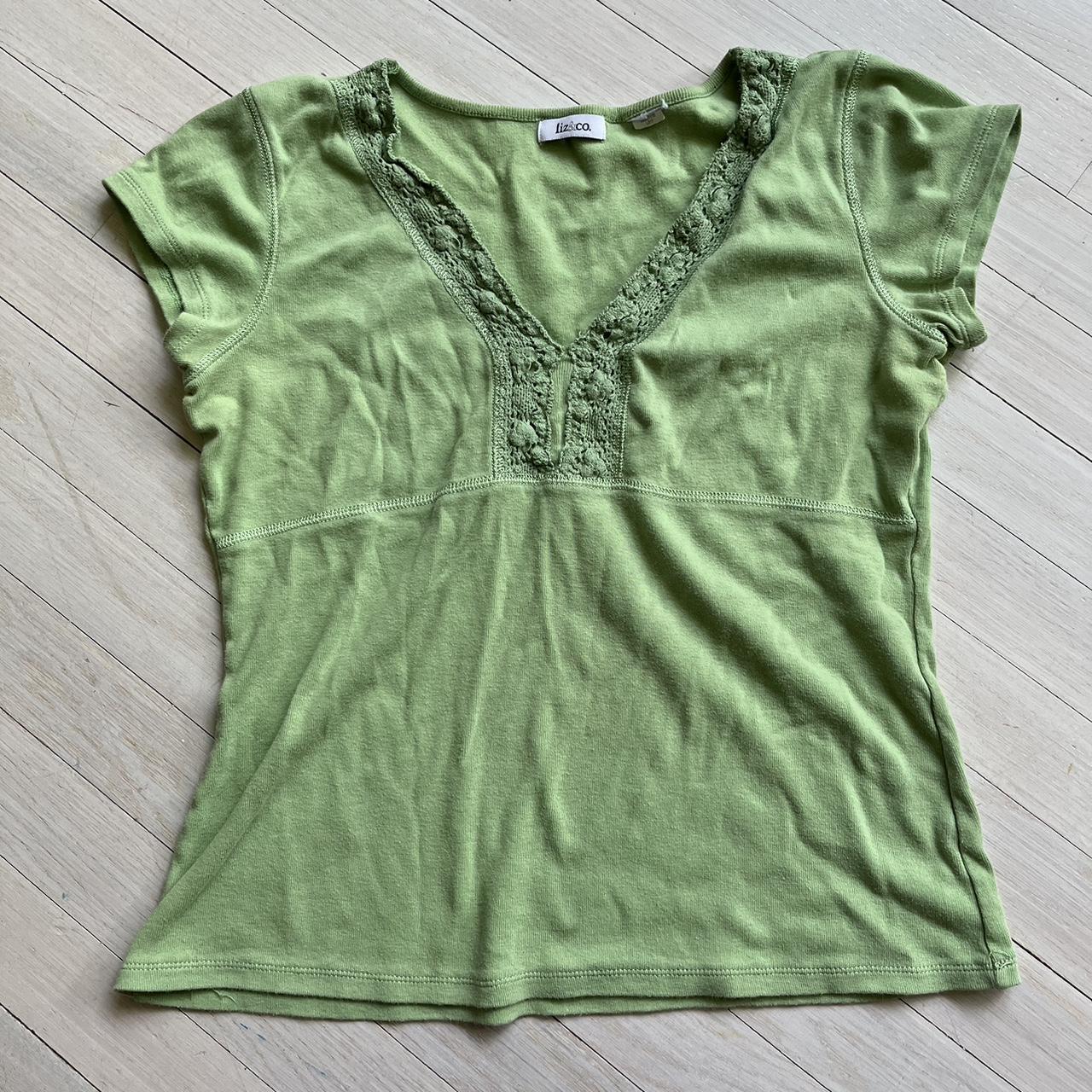 Green y2k liz&co Baby Tee Blouse - Brand: liz&co -... - Depop