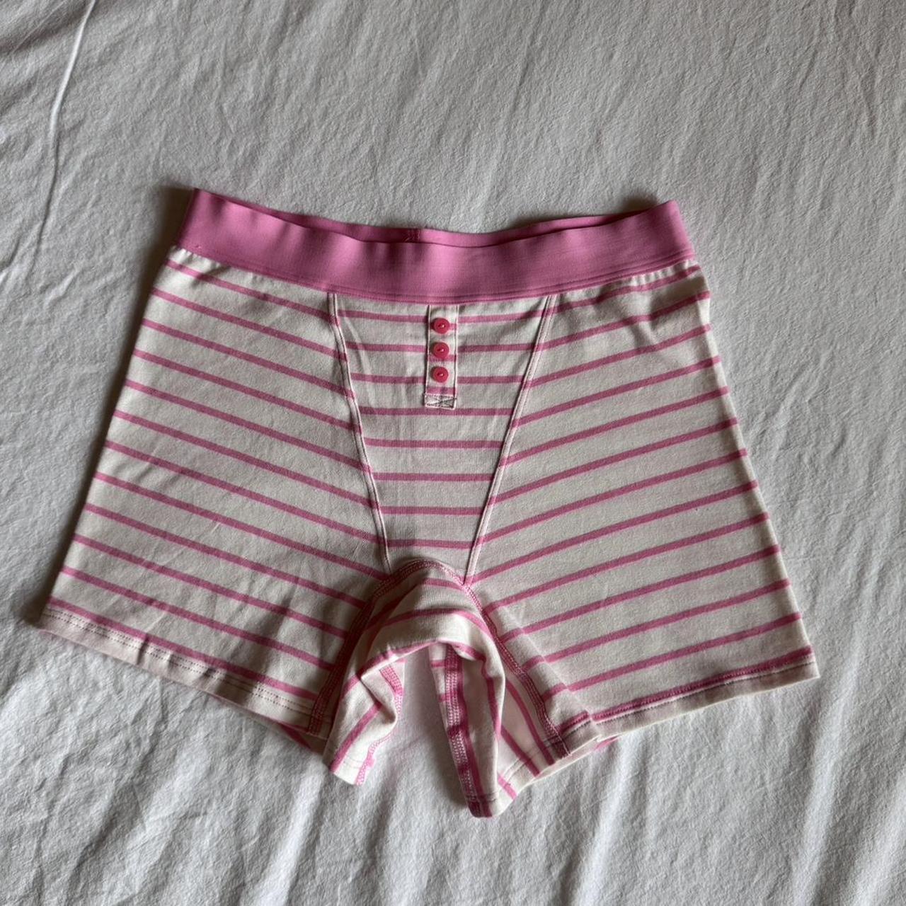 PINK STRIPPED AERIE BOXER LOUNGE SHORTS size xs no... - Depop