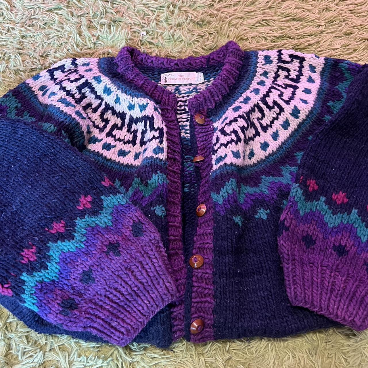 handknit oversized grandma sweater 100% wool... - Depop