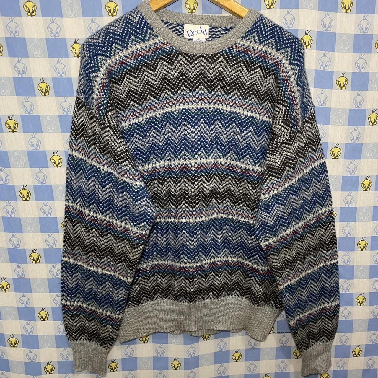 Vintage Colorful Reef Sweater Acrylic & Wool Funky... - Depop