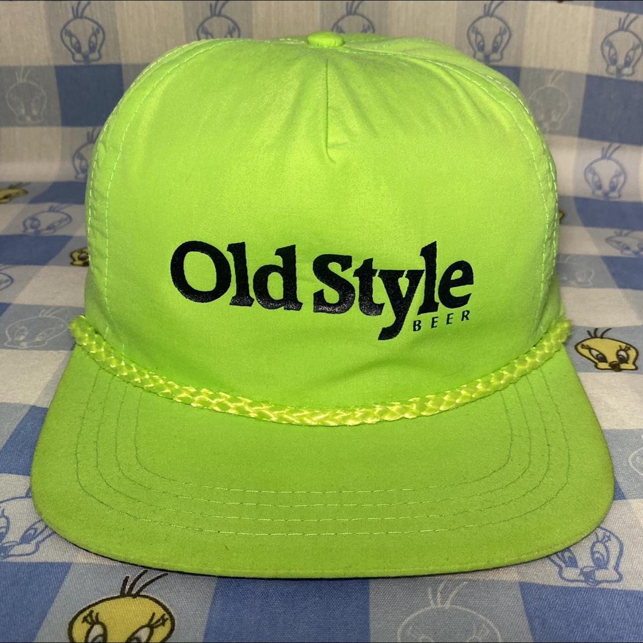 Old Style Neon Green Hat Vintage 1990s Nylon Rope... - Depop