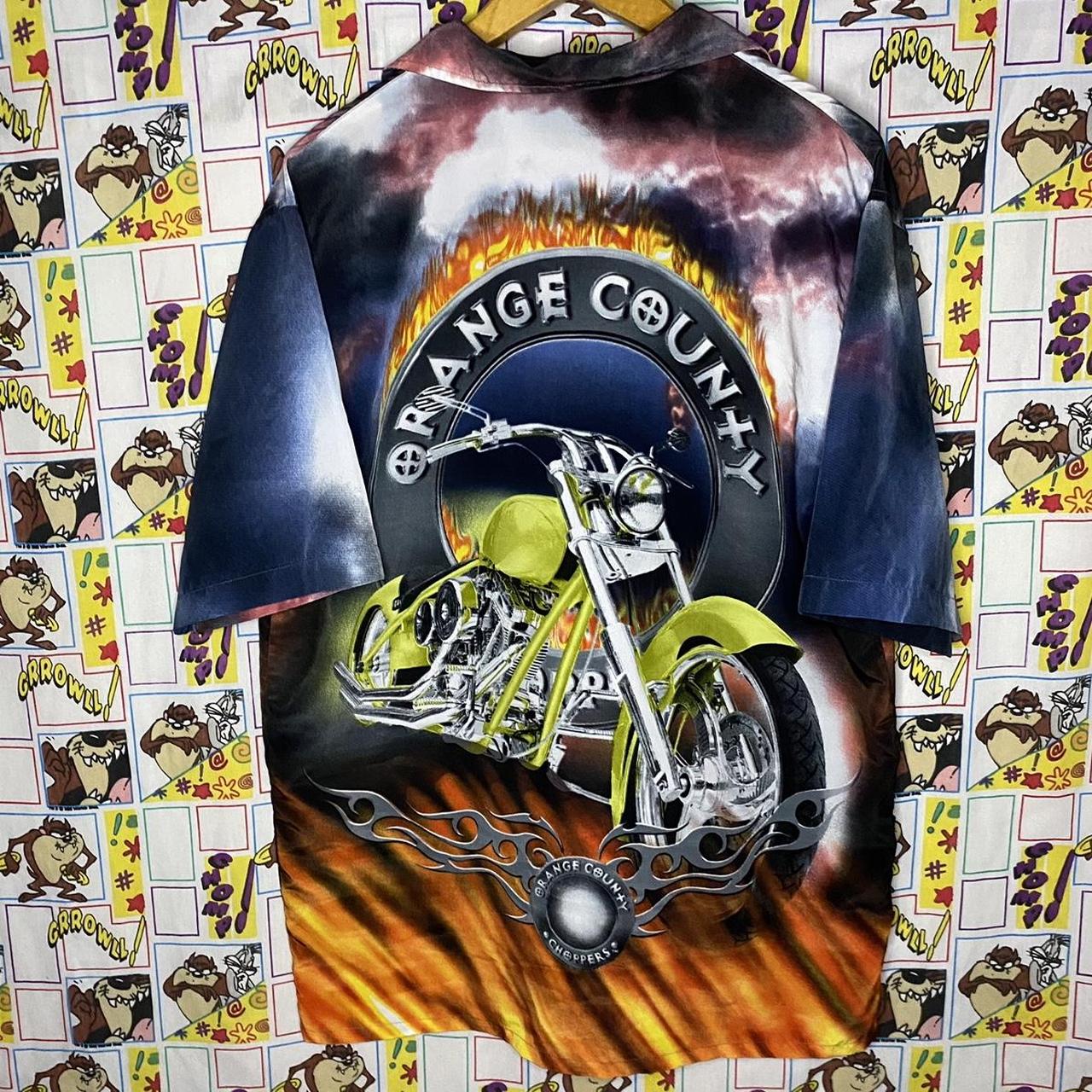Orange County Choppers Shirt Button Up Polyester... | Depop