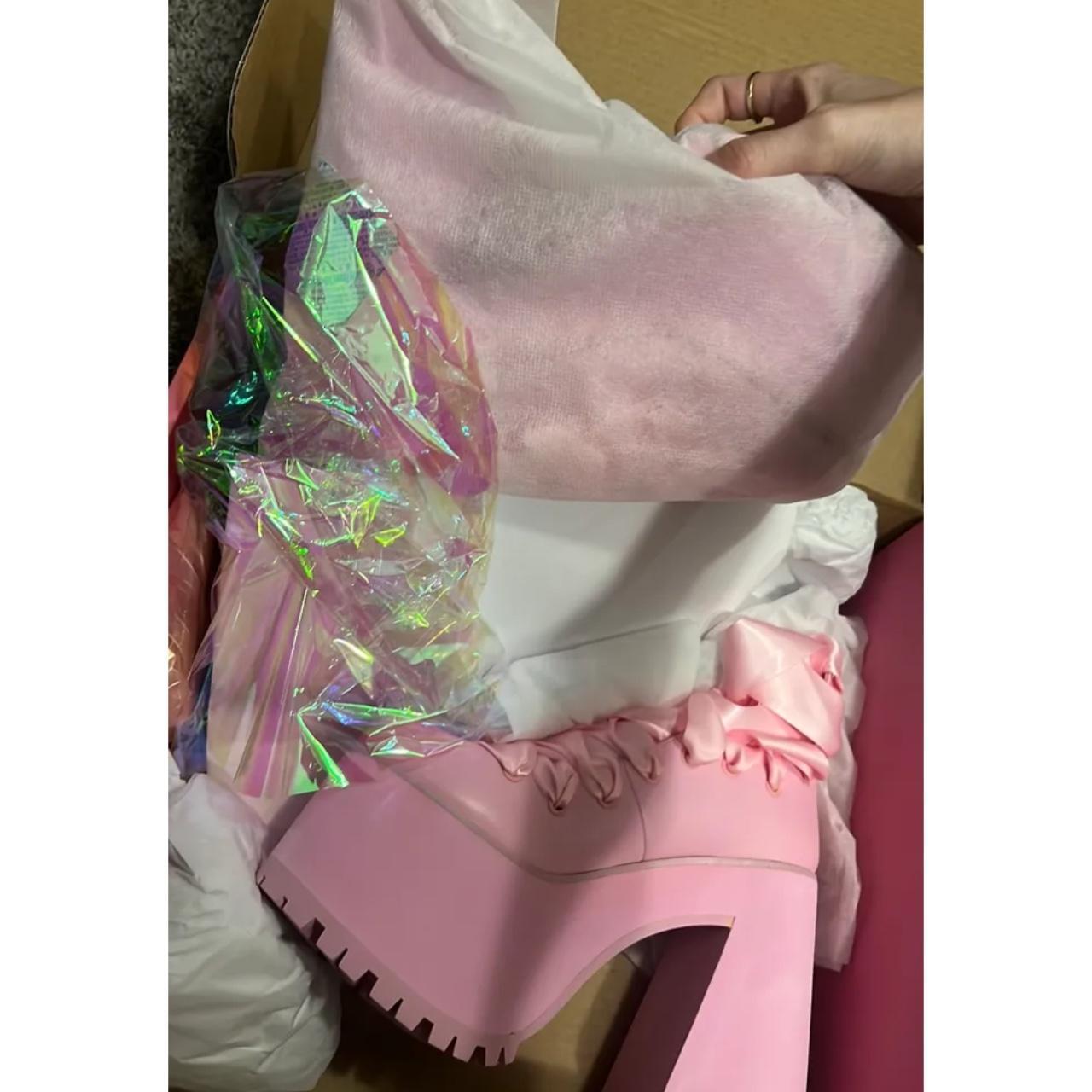 Pink Platform Lace Up Block Boots NEVER WORN - NEW... - Depop