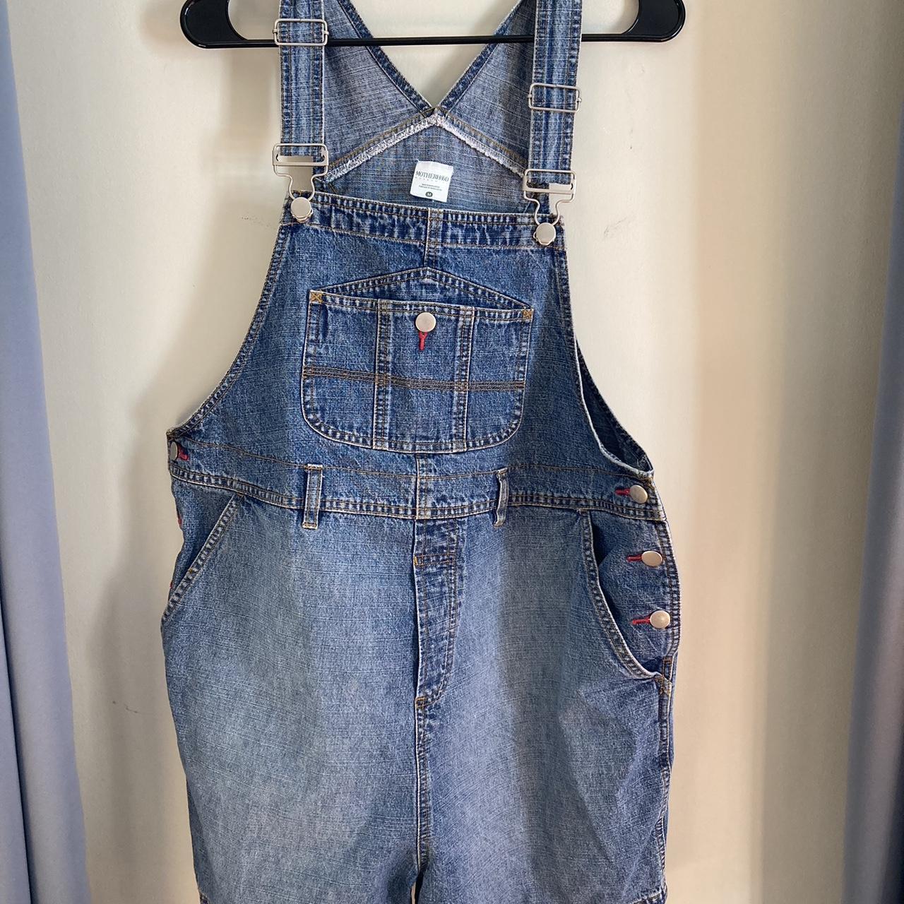 maternity overalls with red stitching brand:... - Depop