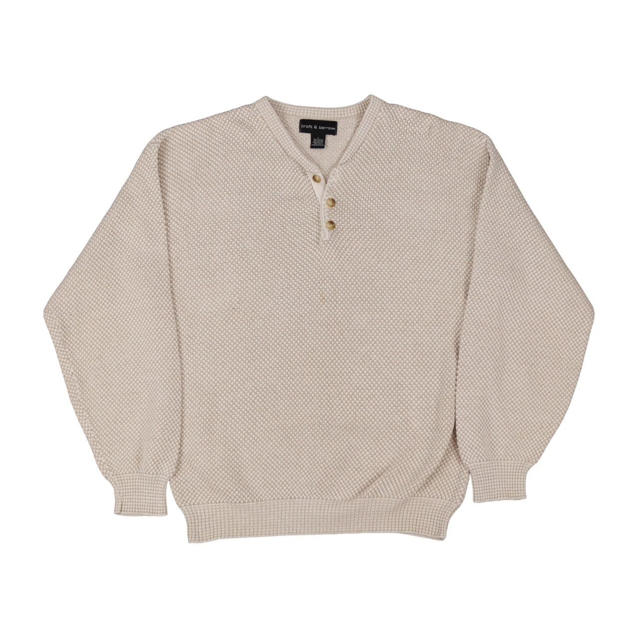 Vintage Croft & Barrow Sweater Mens Henley Knit... - Depop