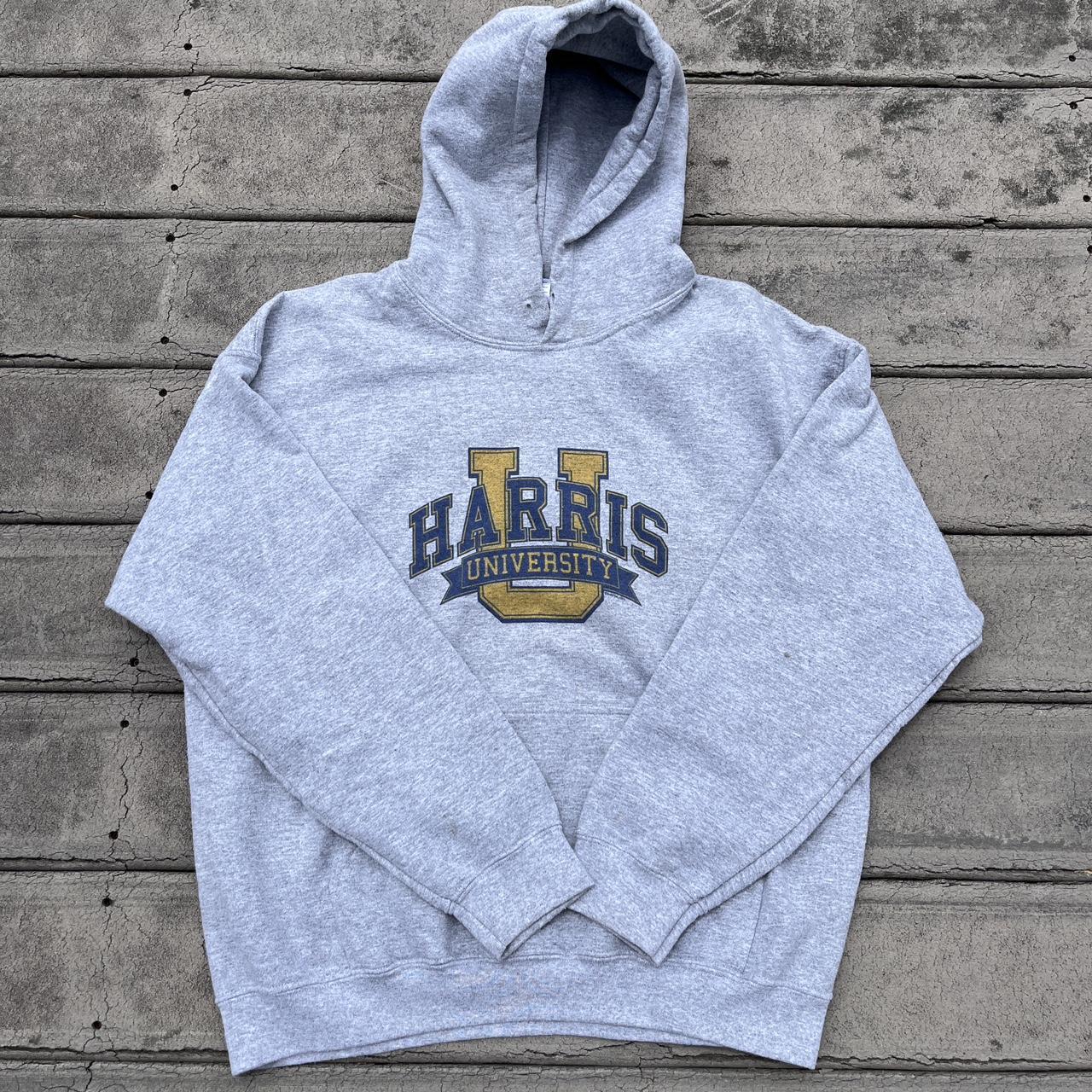 Gildan grey college sweatshirt (Harris university).... - Depop
