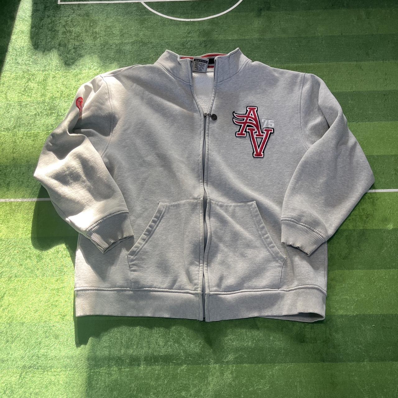 Avirex gray and red zip up! This avirex zip up is... - Depop