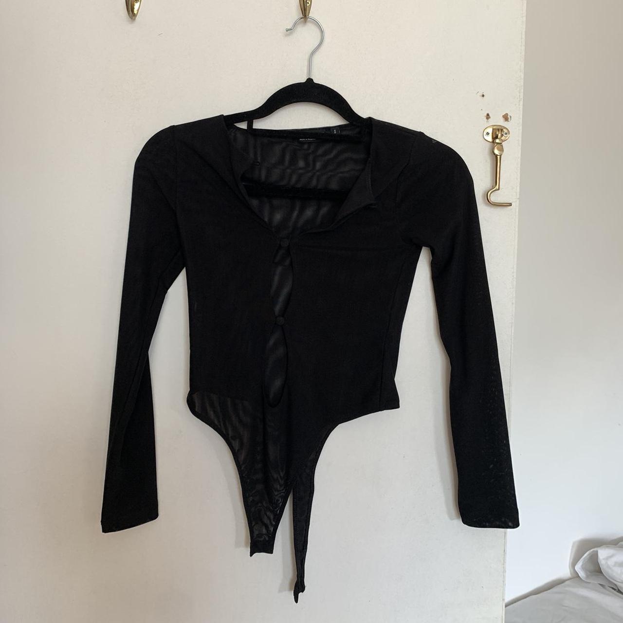 Black open body suit (have one also in pink in my... - Depop
