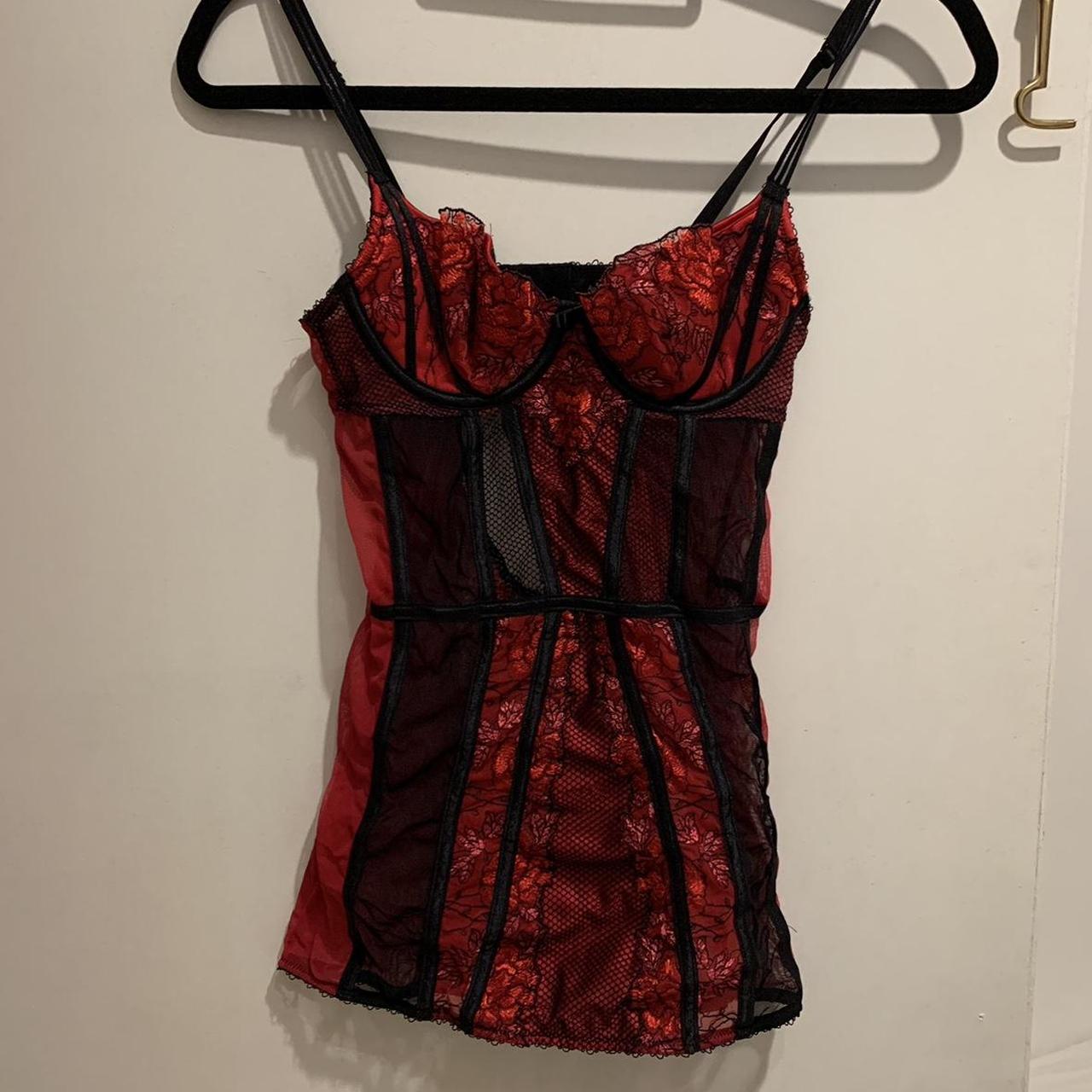 Lace red corset Beautiful corset, very good... - Depop