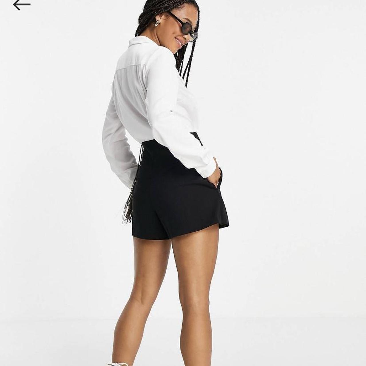 French connection white and black shirt mini dress... - Depop