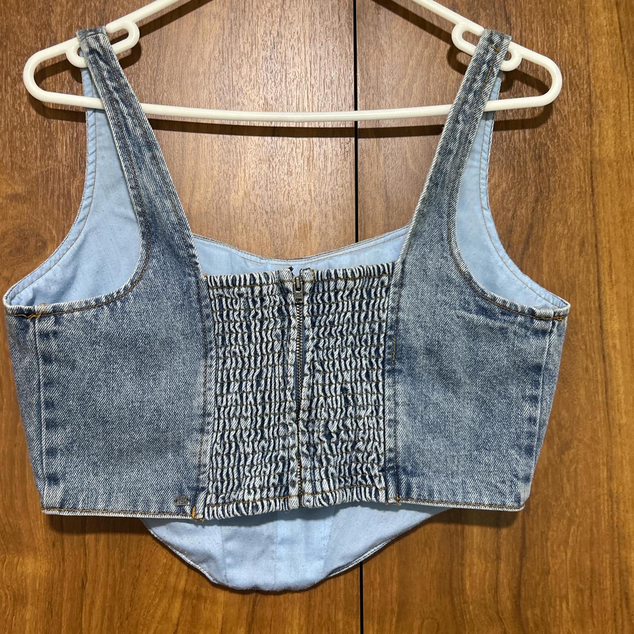 Ghanda denim corset top worn once for a festival... - Depop
