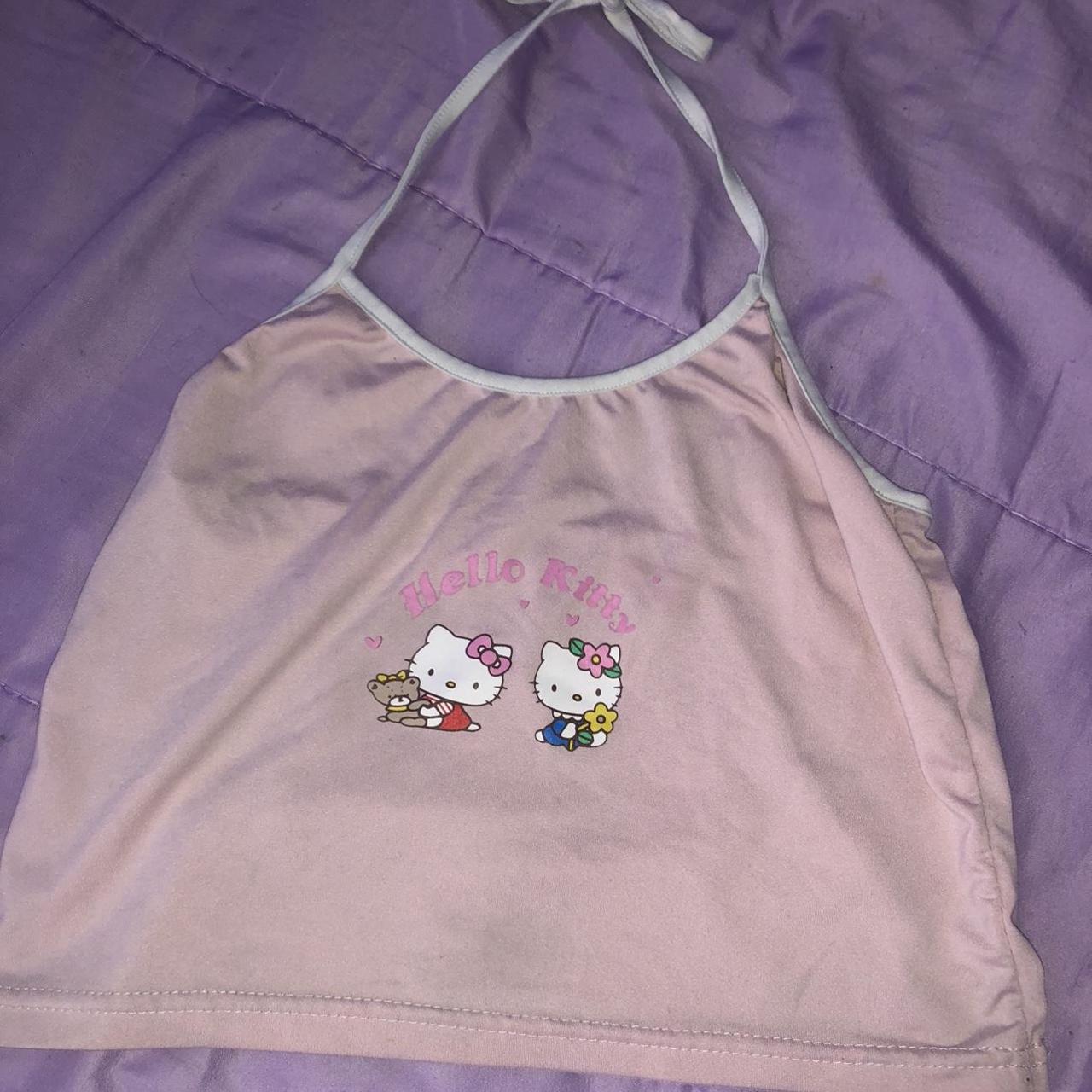 Hello Kitty Women's Pink Crop-top | Depop