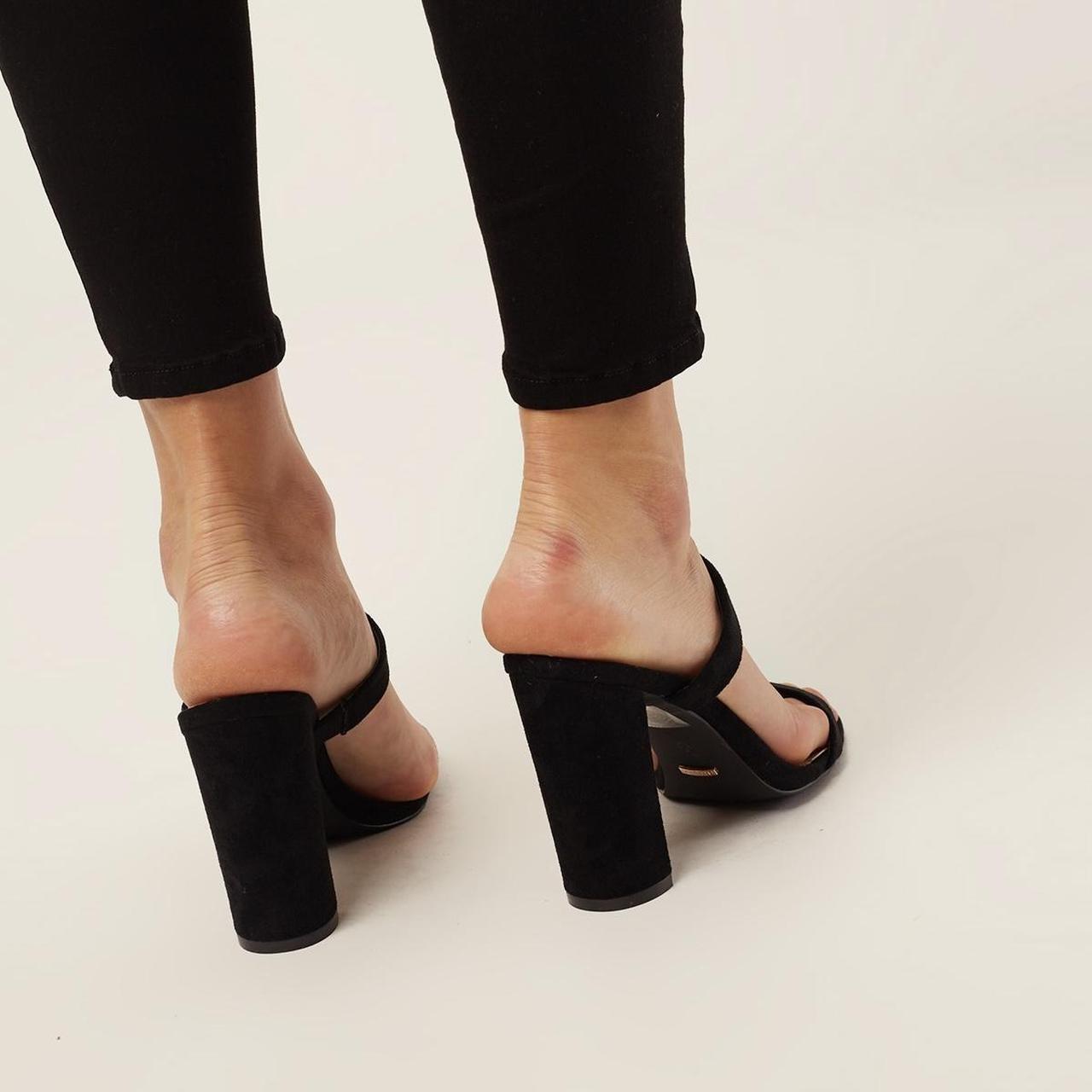 BILLINI SIZE 9 Black suede mule 10cm block heel... - Depop