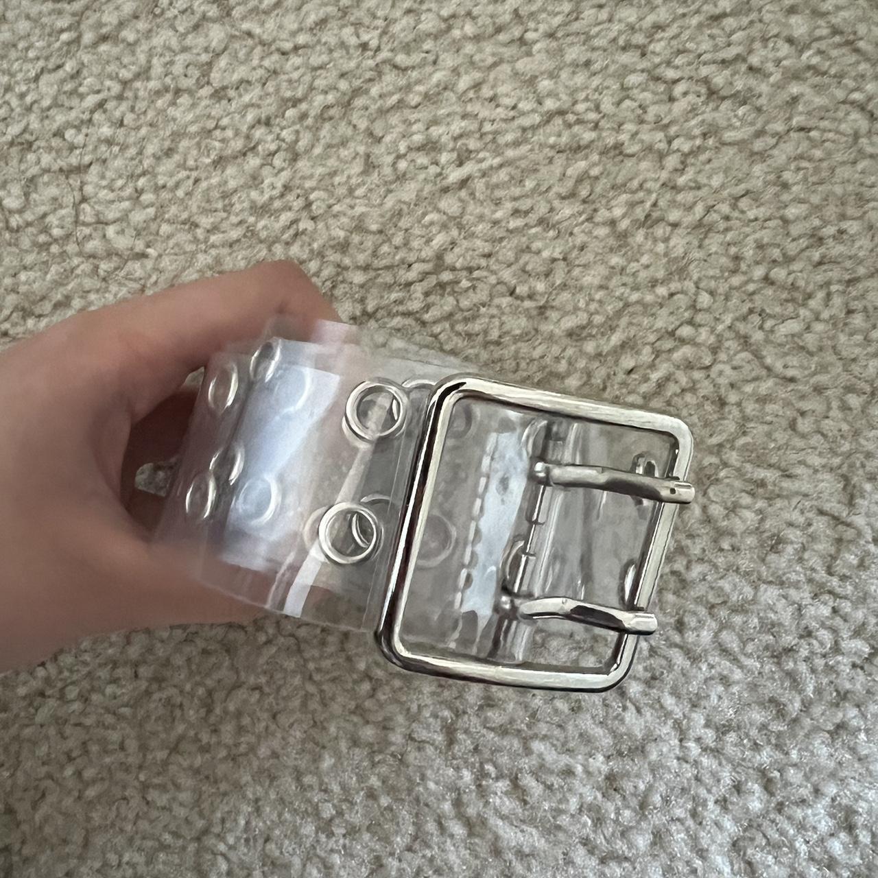 Clear plastic belt with silver buckle - matches... - Depop
