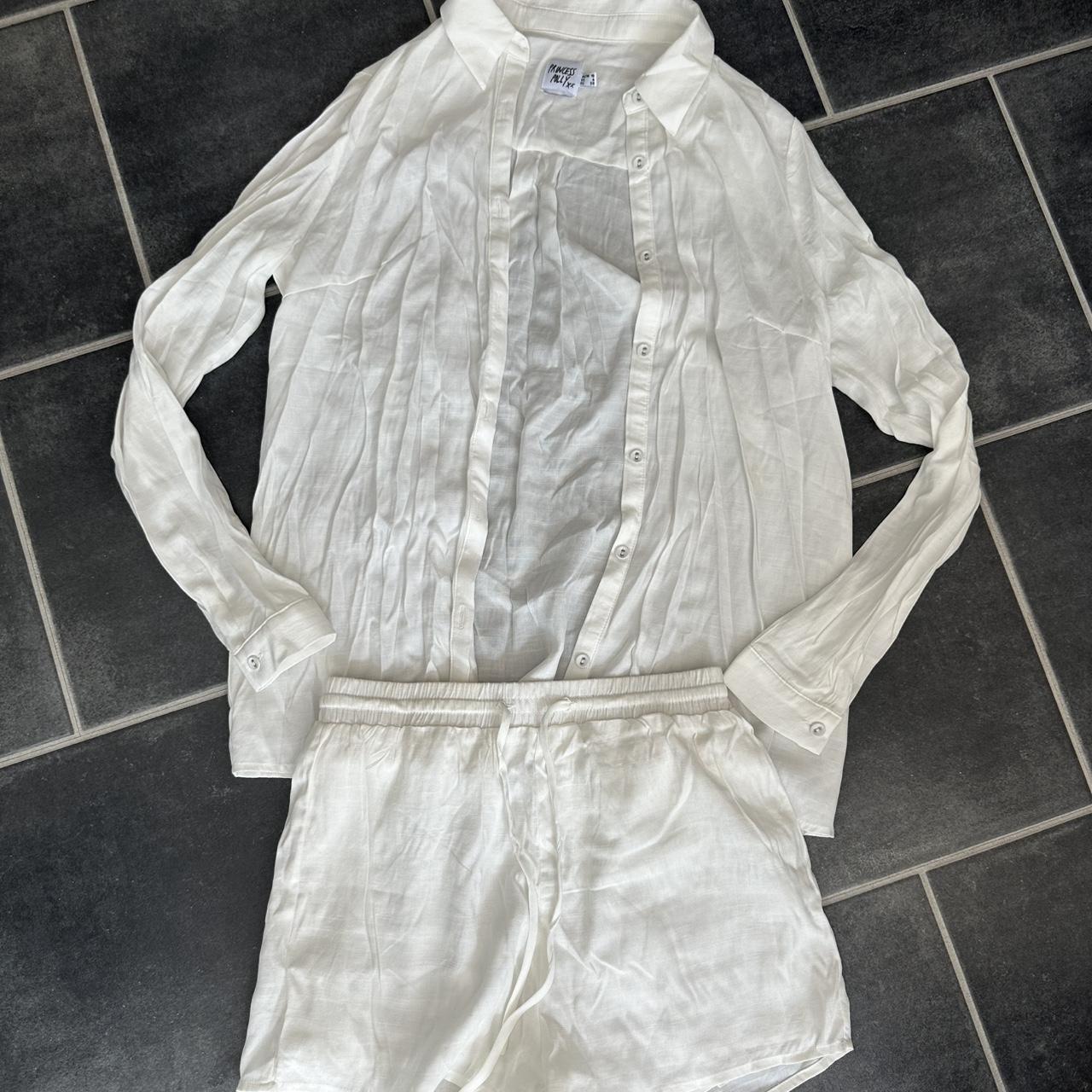 PRINCESS POLLY white long sleeve + short set Size:... - Depop