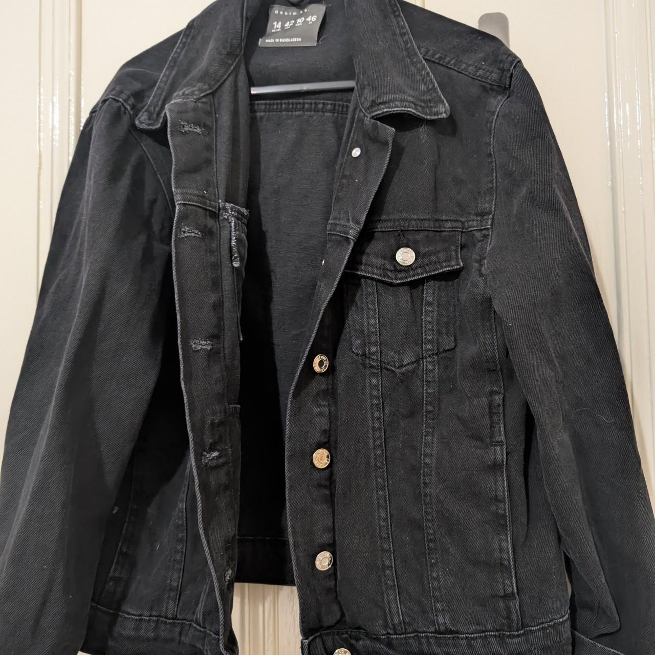Primark black denim jacket. Size 14, worn... | Depop