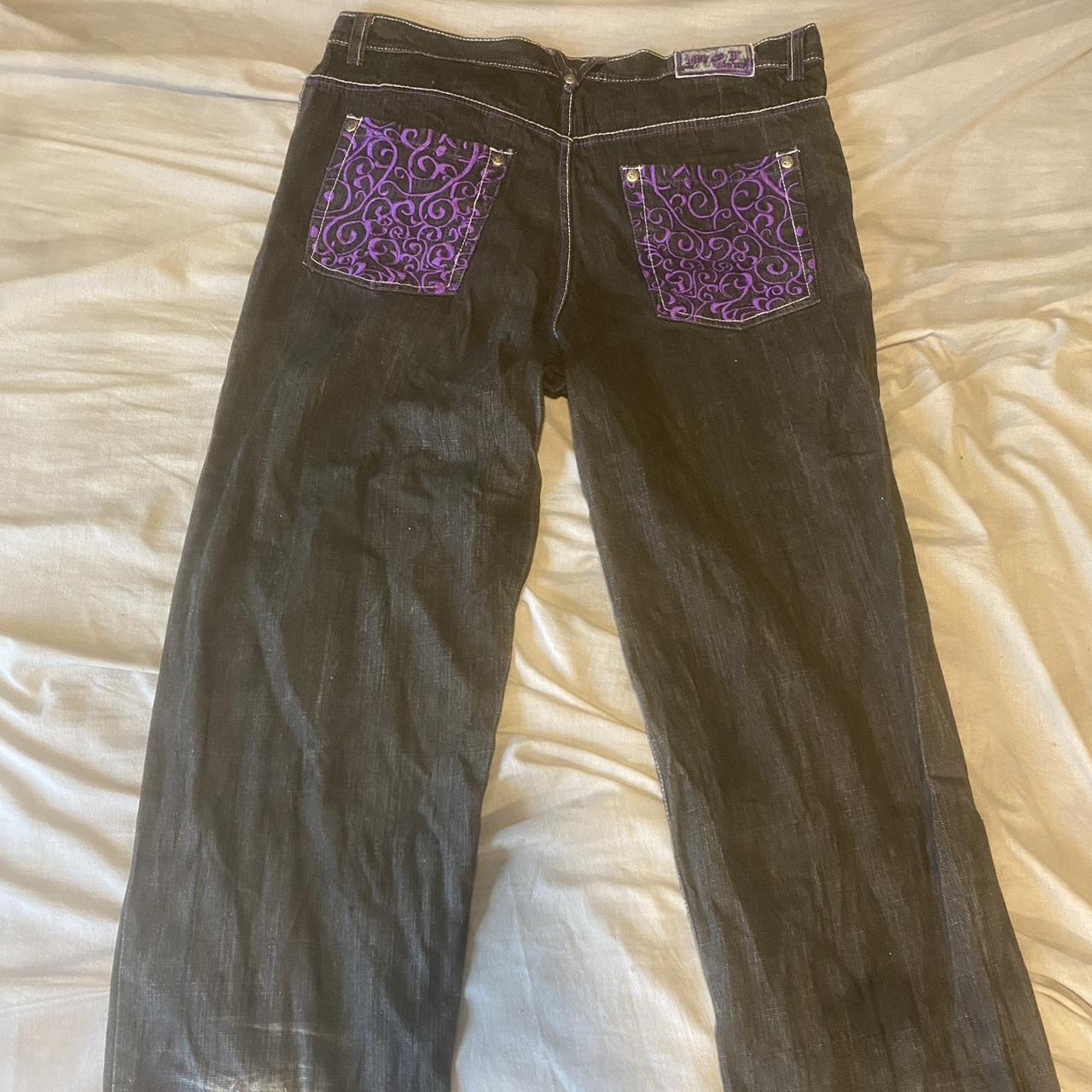 Men's Black and Purple Jeans | Depop