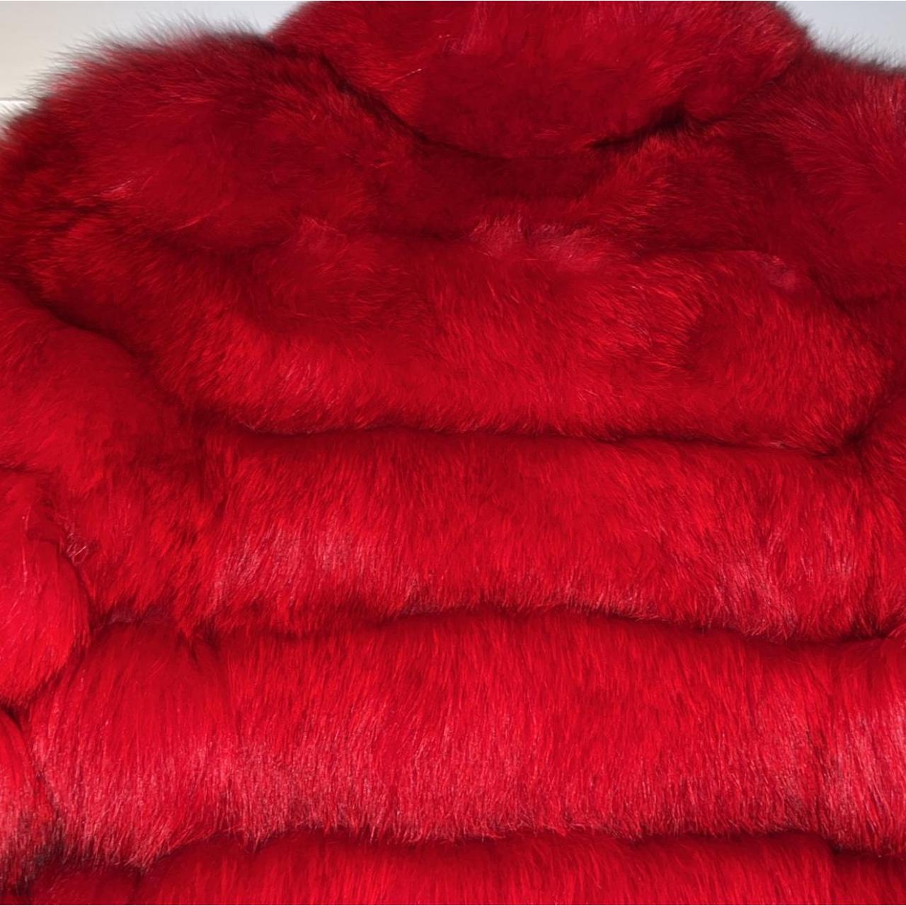 Essex couture red fur coat with collar, worn a few... - Depop