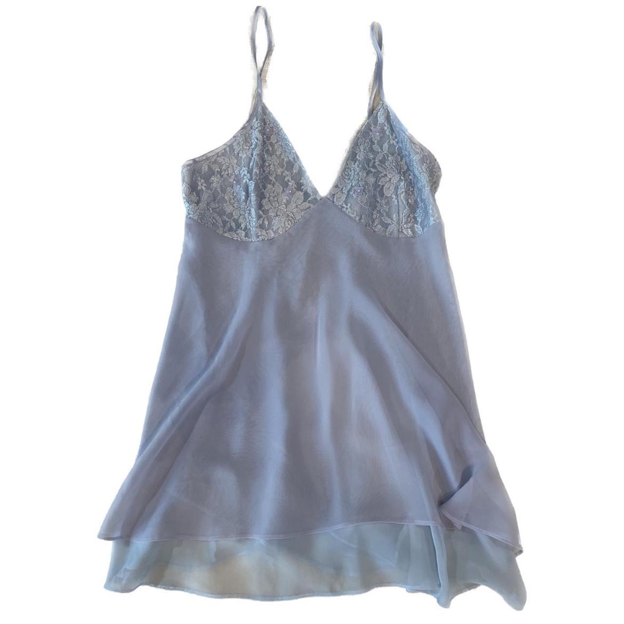 Baby Blue lace detailed slip dress #slipdress - Depop