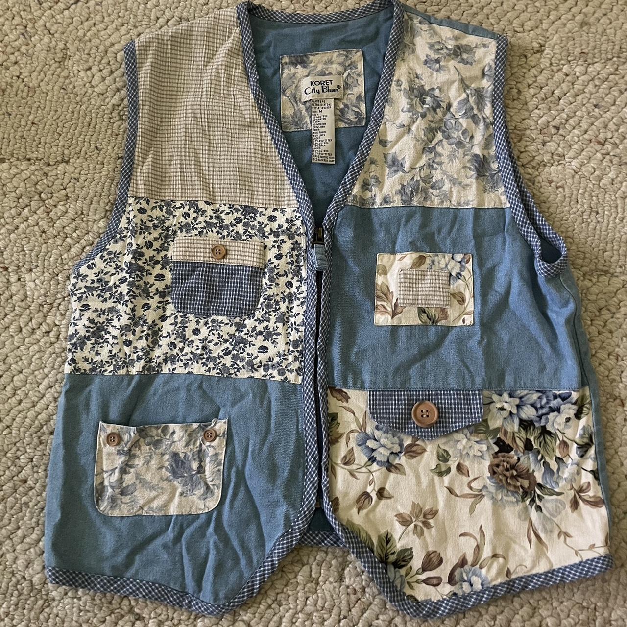 Super Cute Patchwork Grandma Zip Up Vest! Thrifted... - Depop