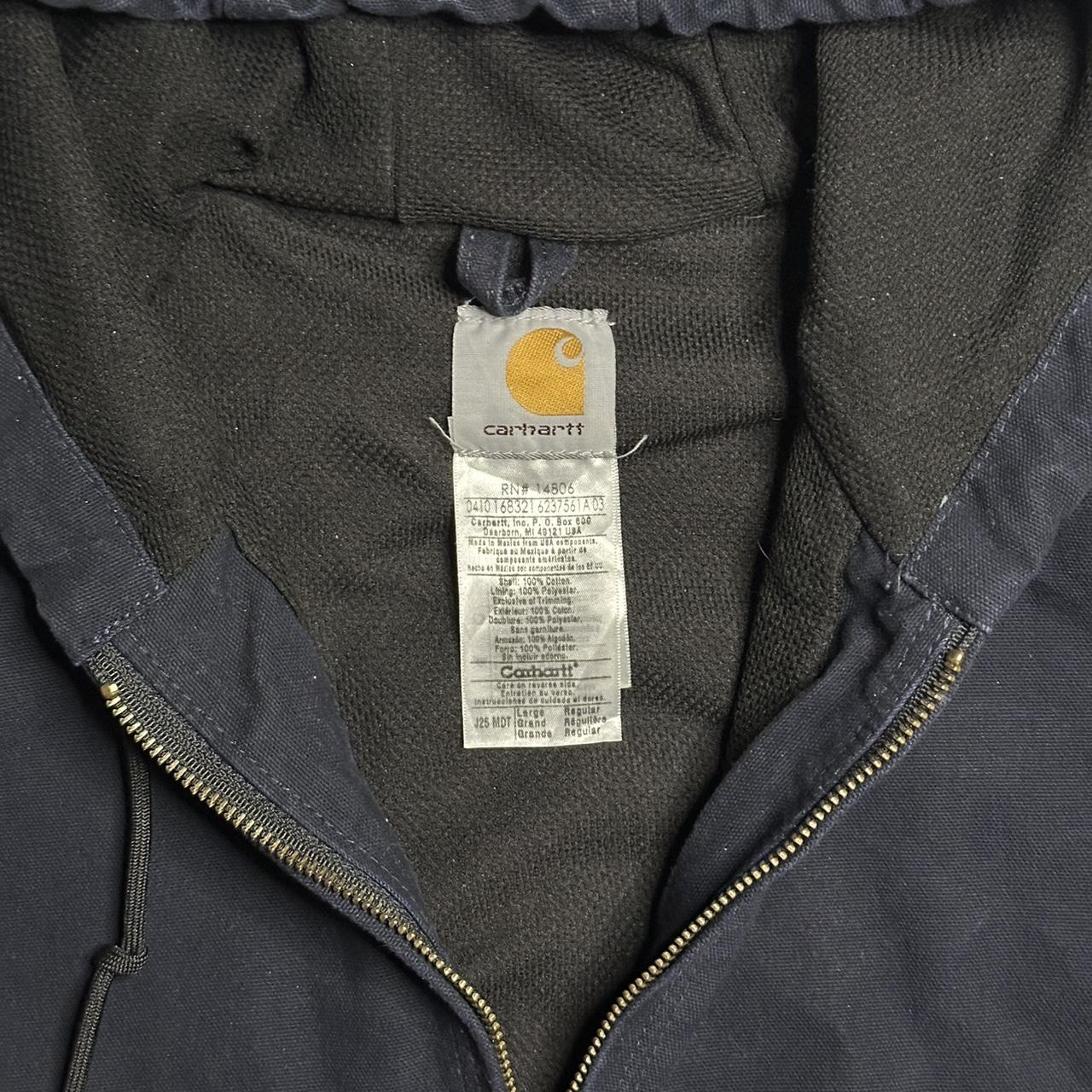 navy blue carhartt work jacket size:... - Depop