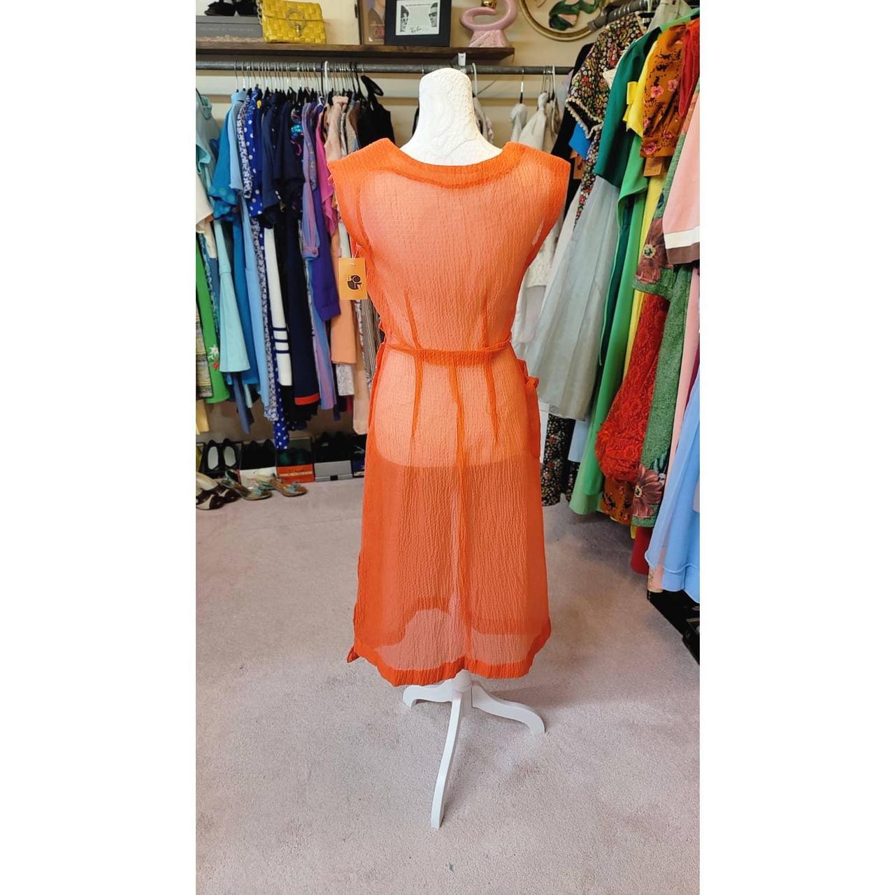 stunning red sheer dress with unique scalloped side... - Depop