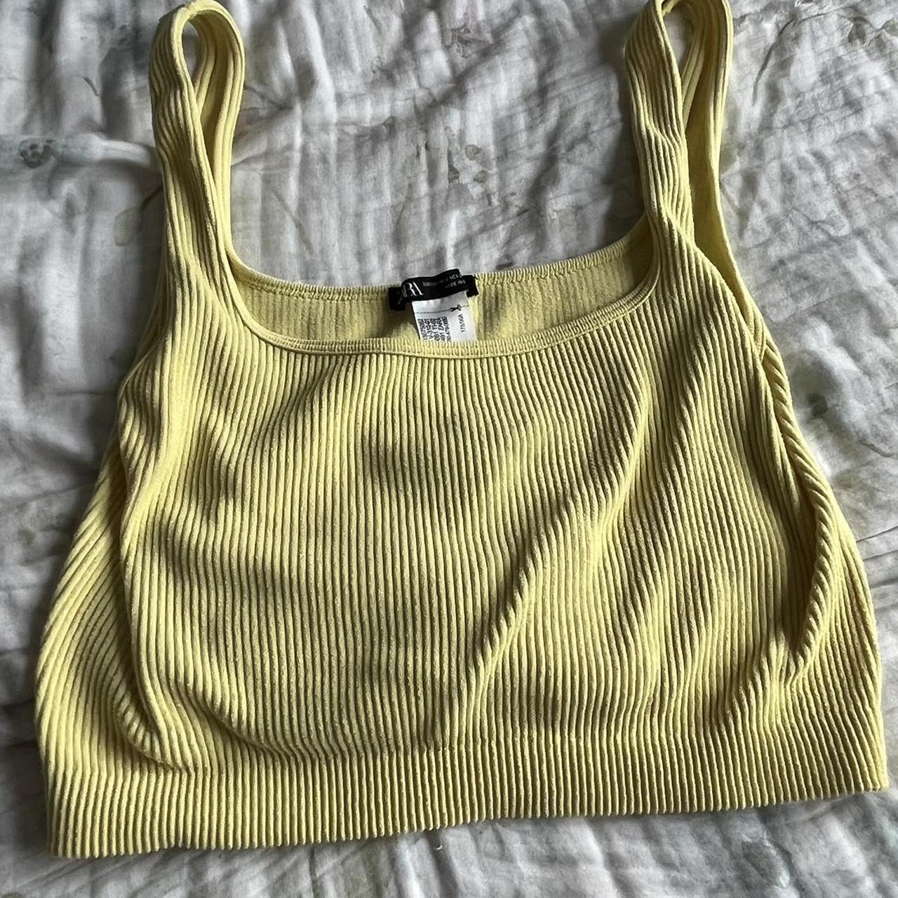 zara yellow tank top size s #zara #yellowtanktop... - Depop