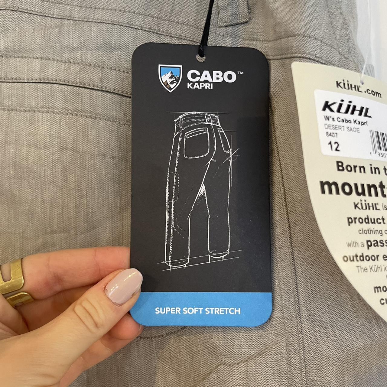 kuhl light greenish grey hiking pants with stretchy... | Depop