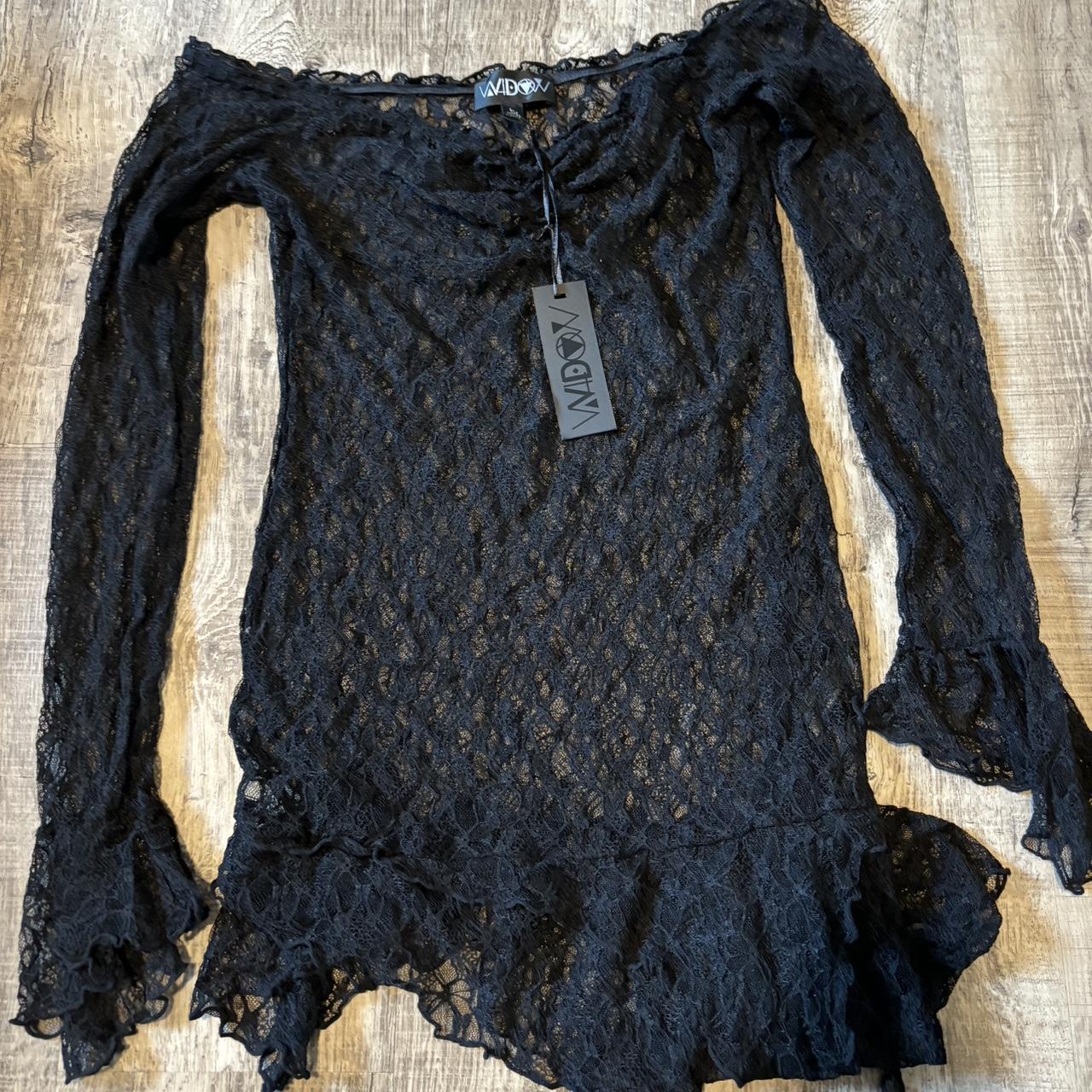 Widow Dollskill size large black lace long sleeve... - Depop