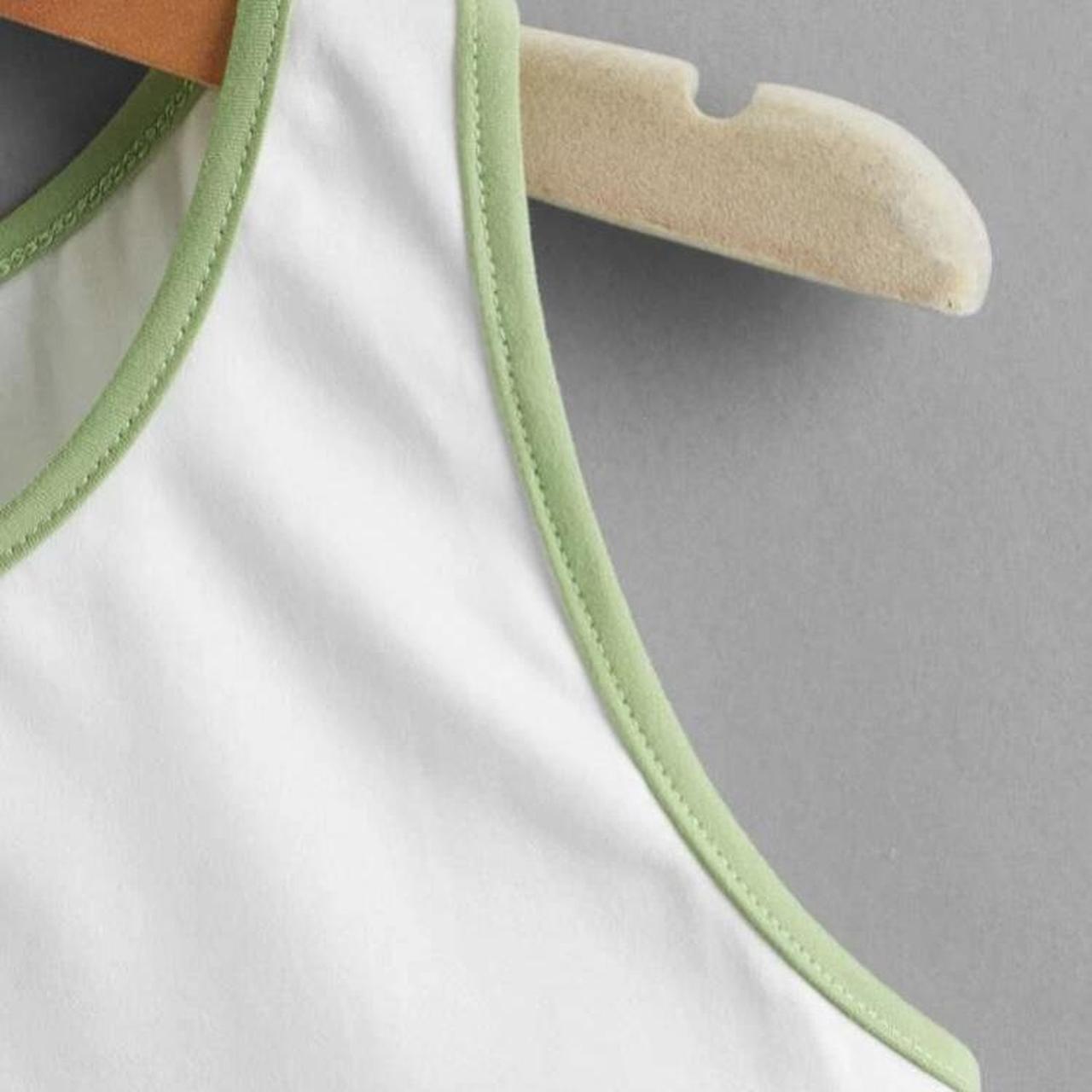 Women's Green and White Crop-top | Depop