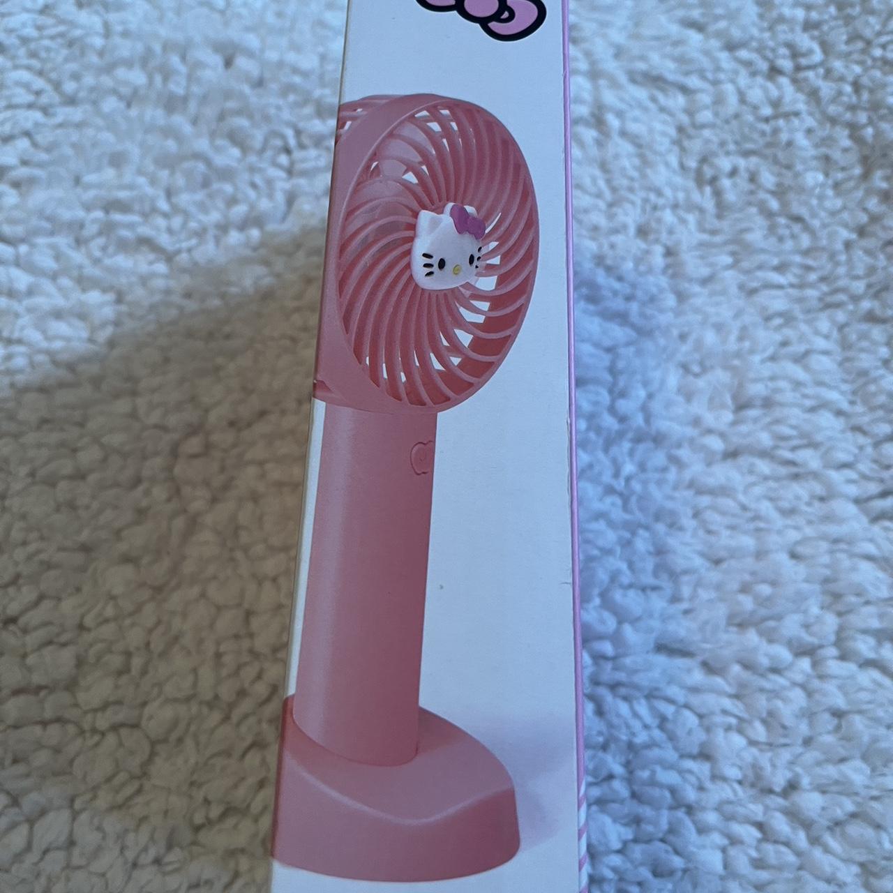 hello kitty pink portable fan with stand brand new... - Depop