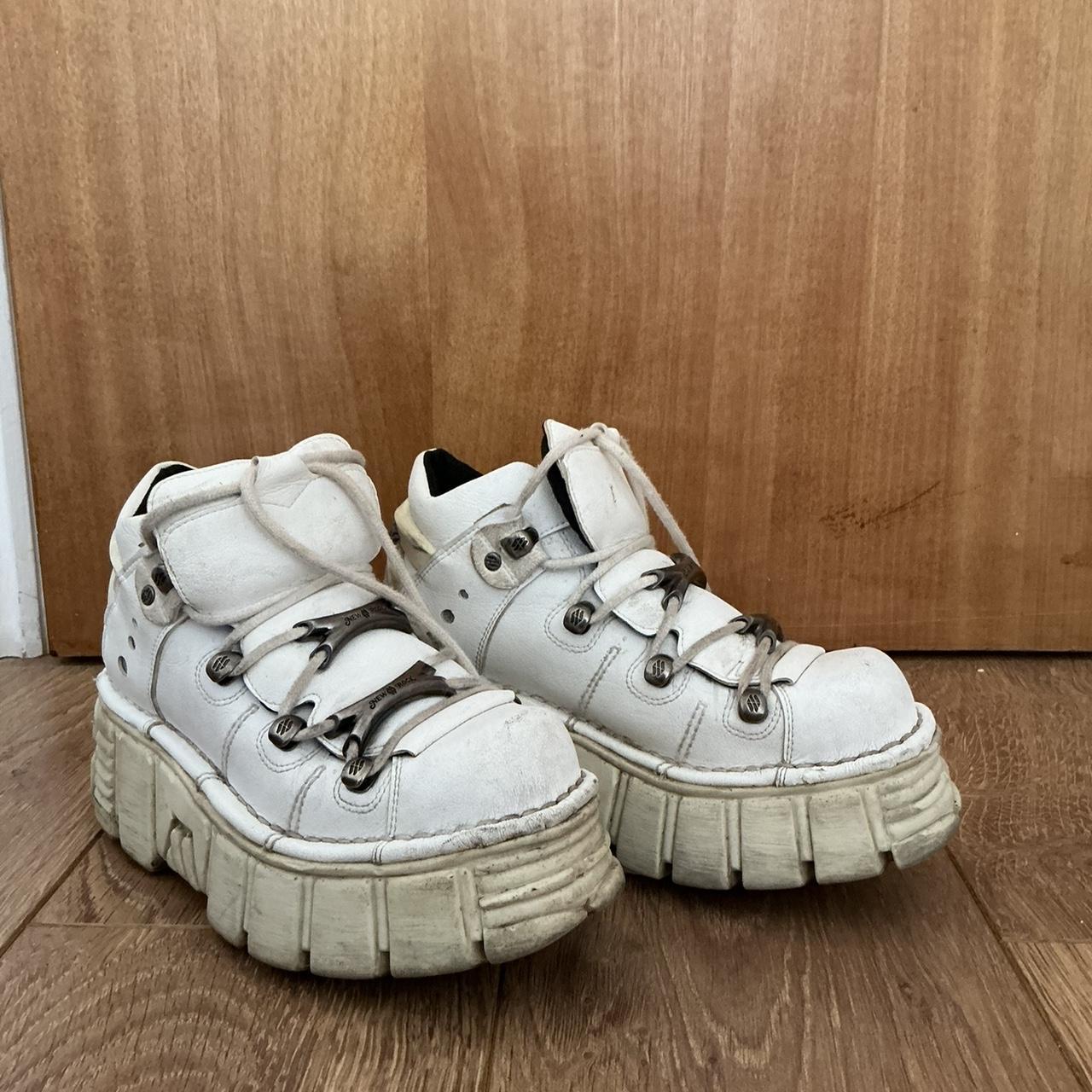 white new rock trainers !! good condition, with... - Depop
