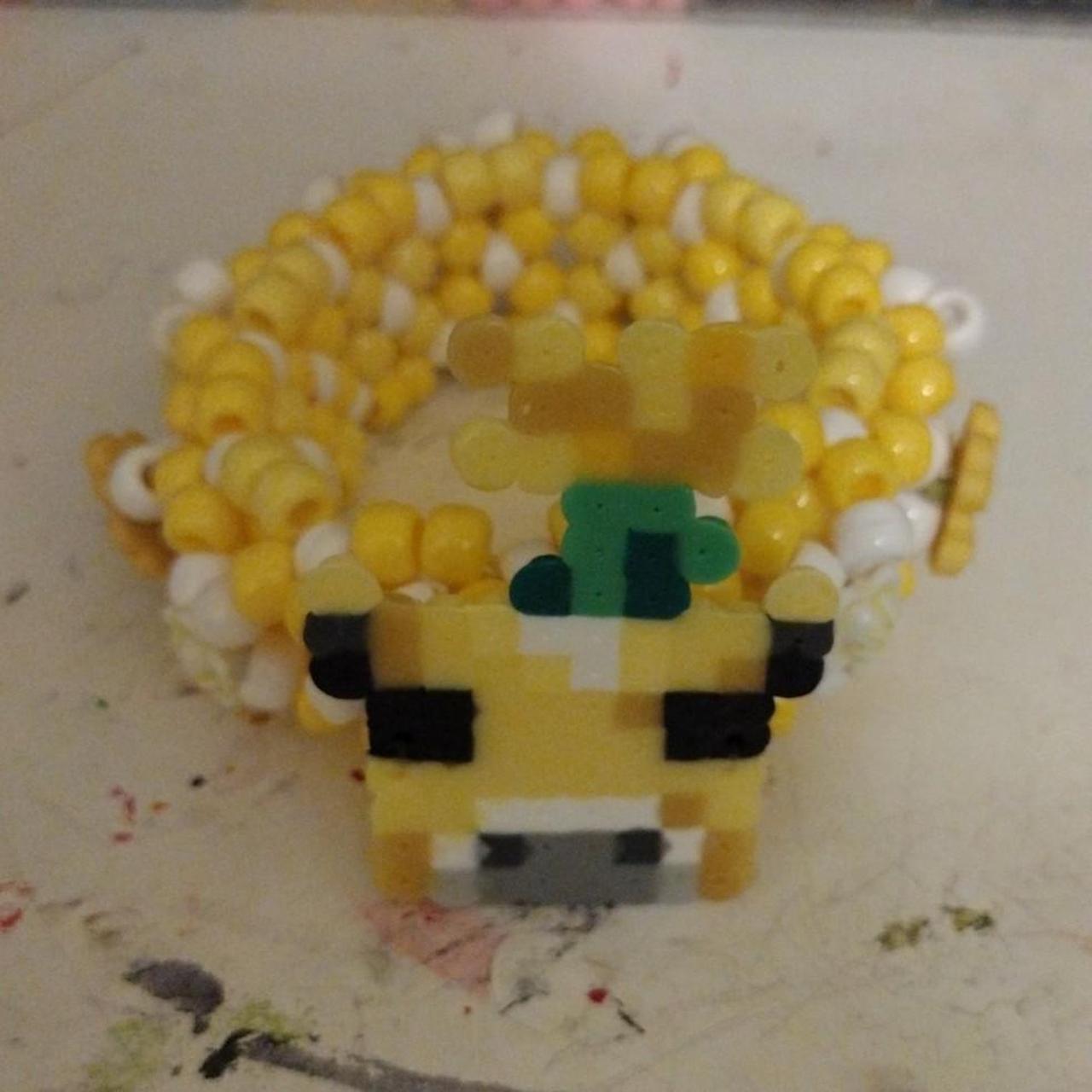 Minecraft moobloom cow 3d kandi cuff . - handmade -... - Depop
