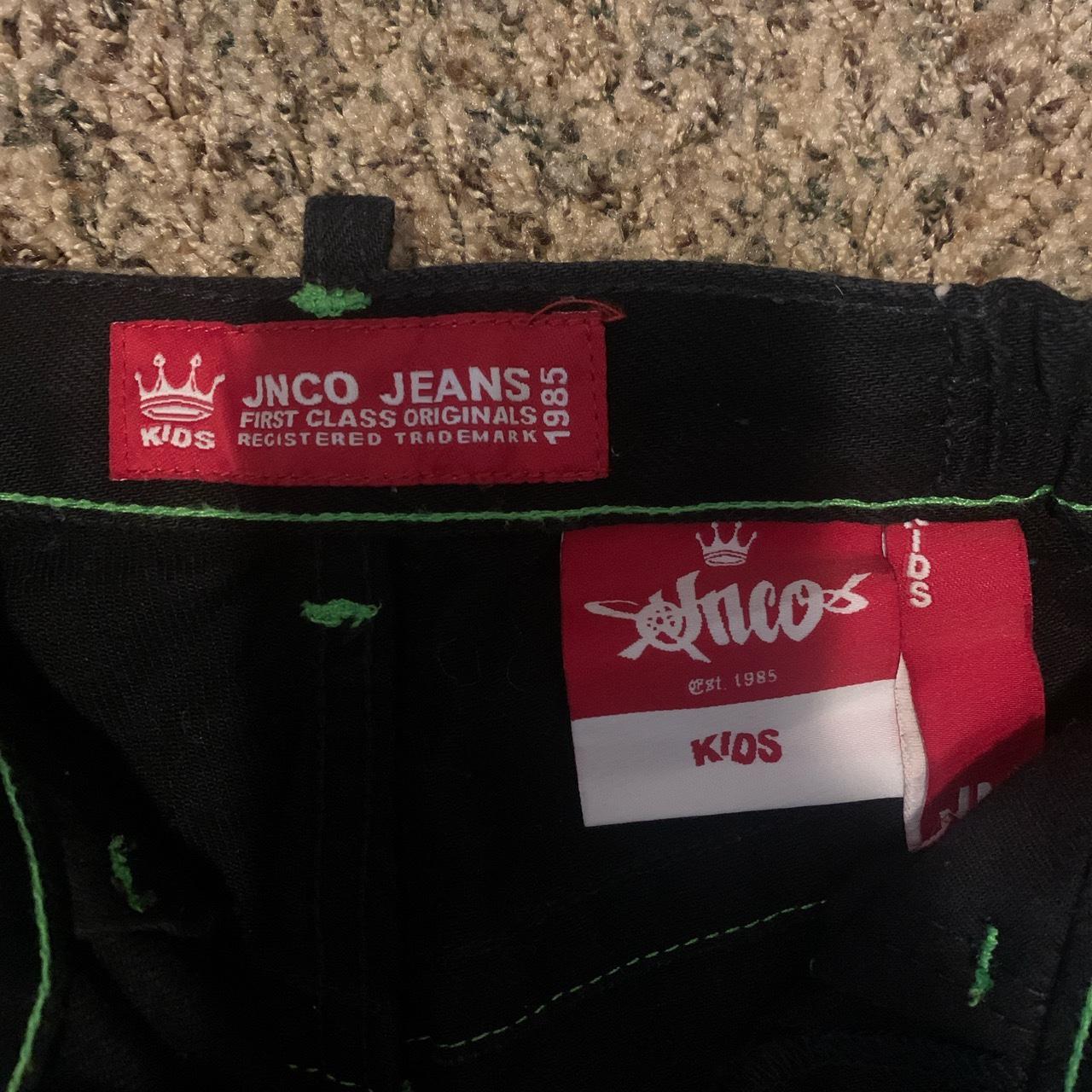 Jnco jean shorts, size 7x jnco affliction y2k... - Depop