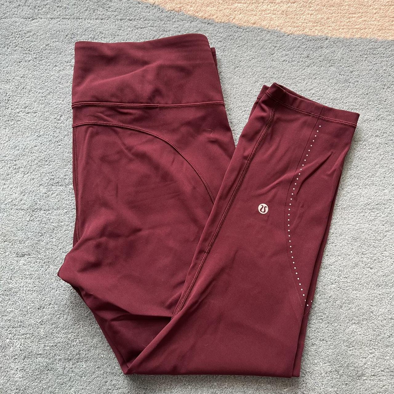 Lululemon maroon leggings Capri length, mid rise... - Depop