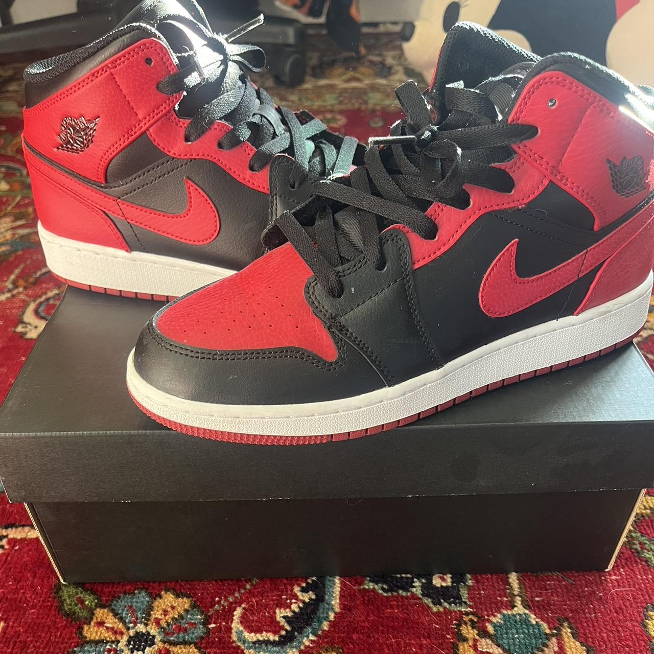 Air Jordan 1 ‘Gym Red and Black’ Mids Size 7Y, worn... - Depop