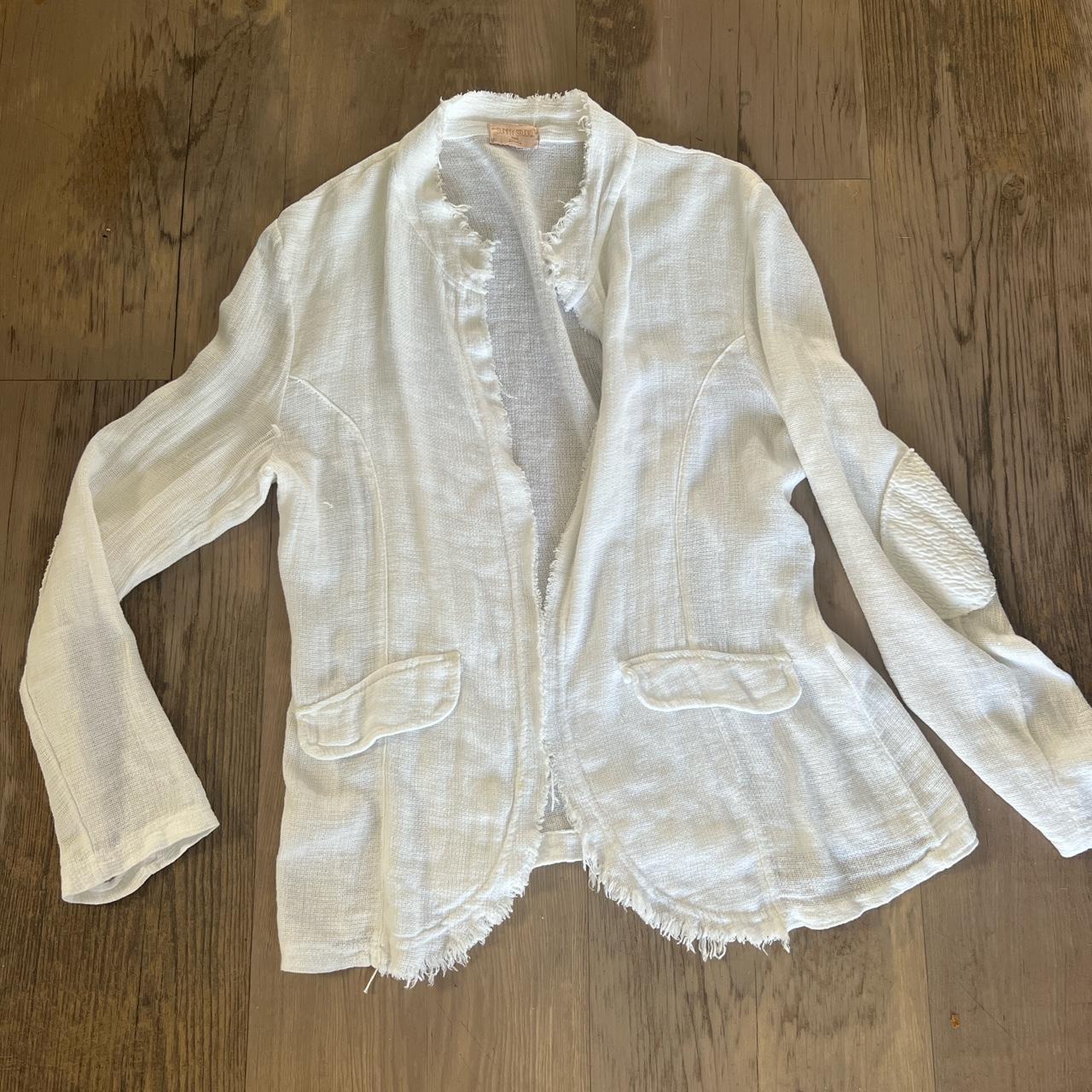 Lightweight white Italian linen jacket Size S - Depop