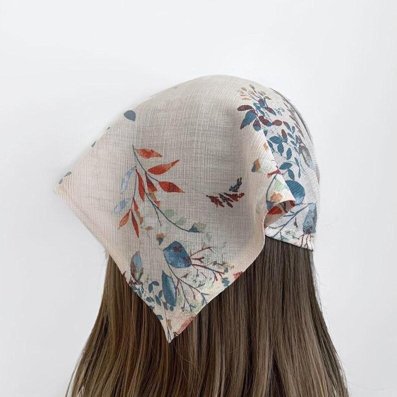 Floral Triangle Head Scarf, Wrap Elastic Headband,... - Depop