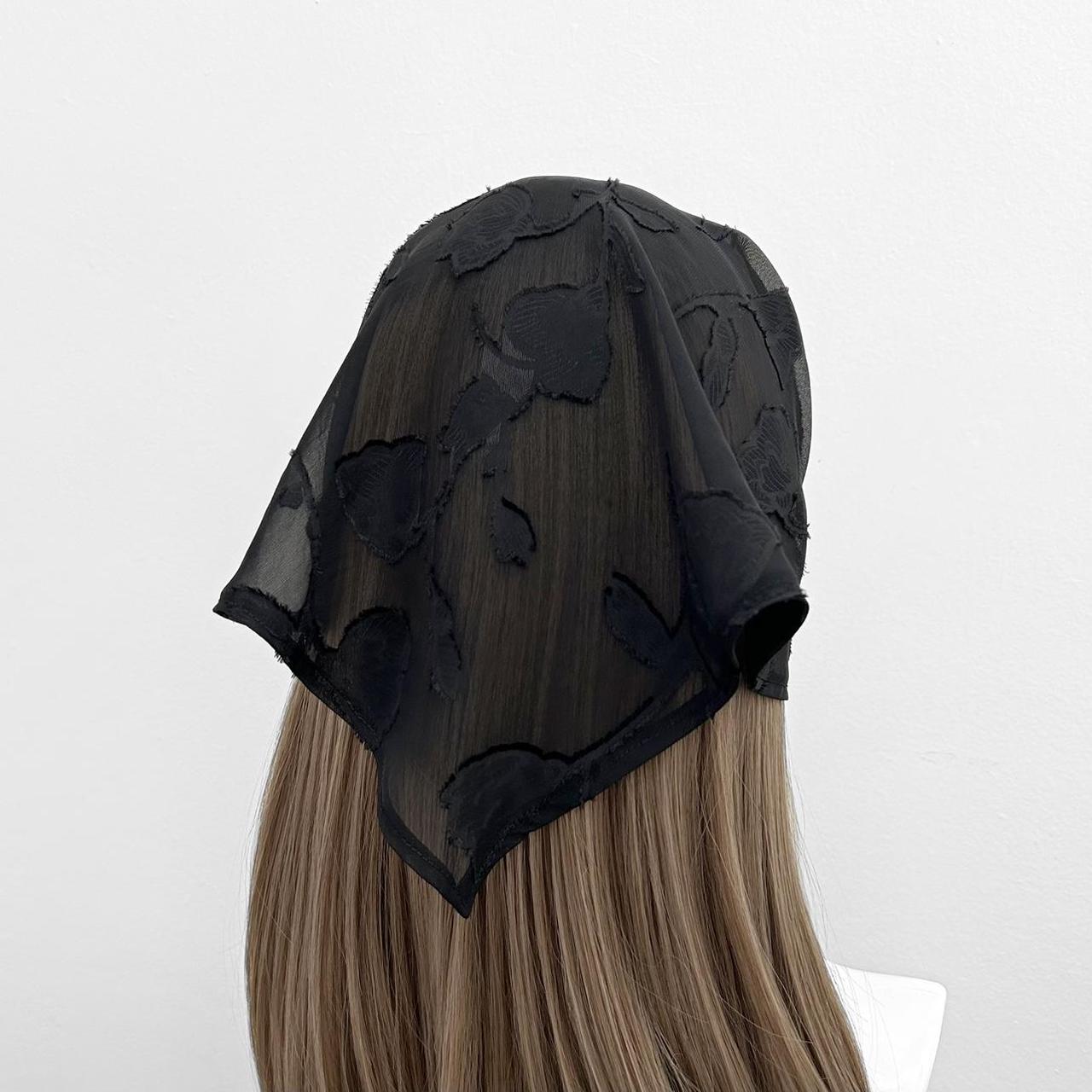 Chiffon Floral Self Tie Triangle Head Scarf Sheer... - Depop