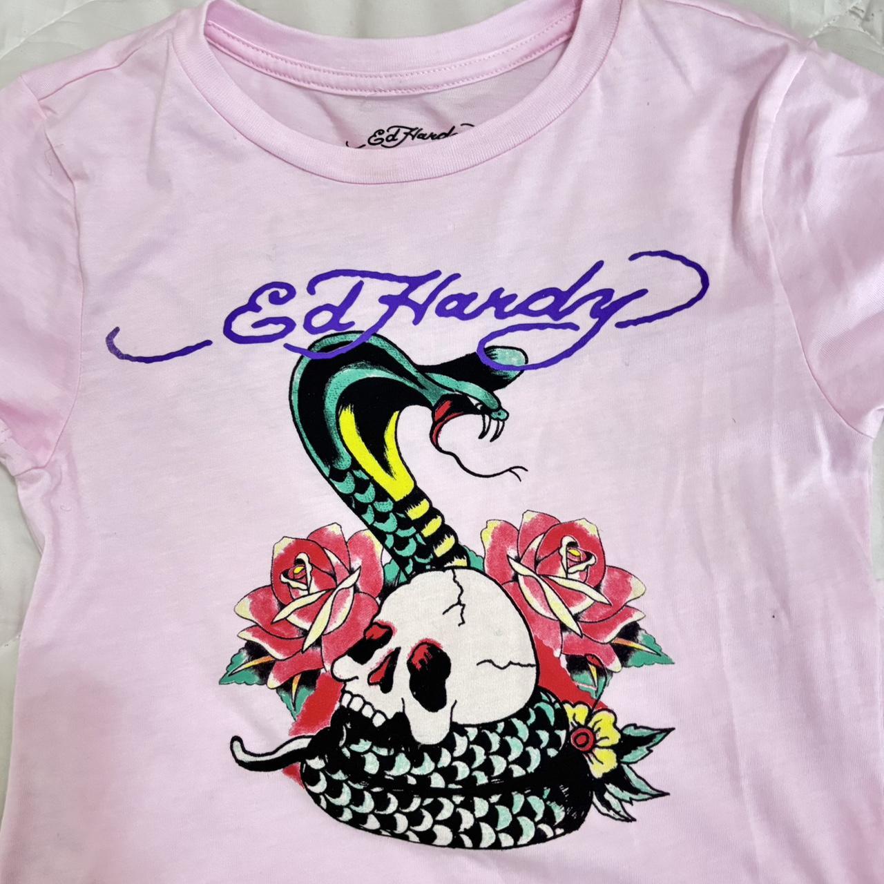 Pink ed hardy tee 🎀 • size small • NEVER worn •... | Depop