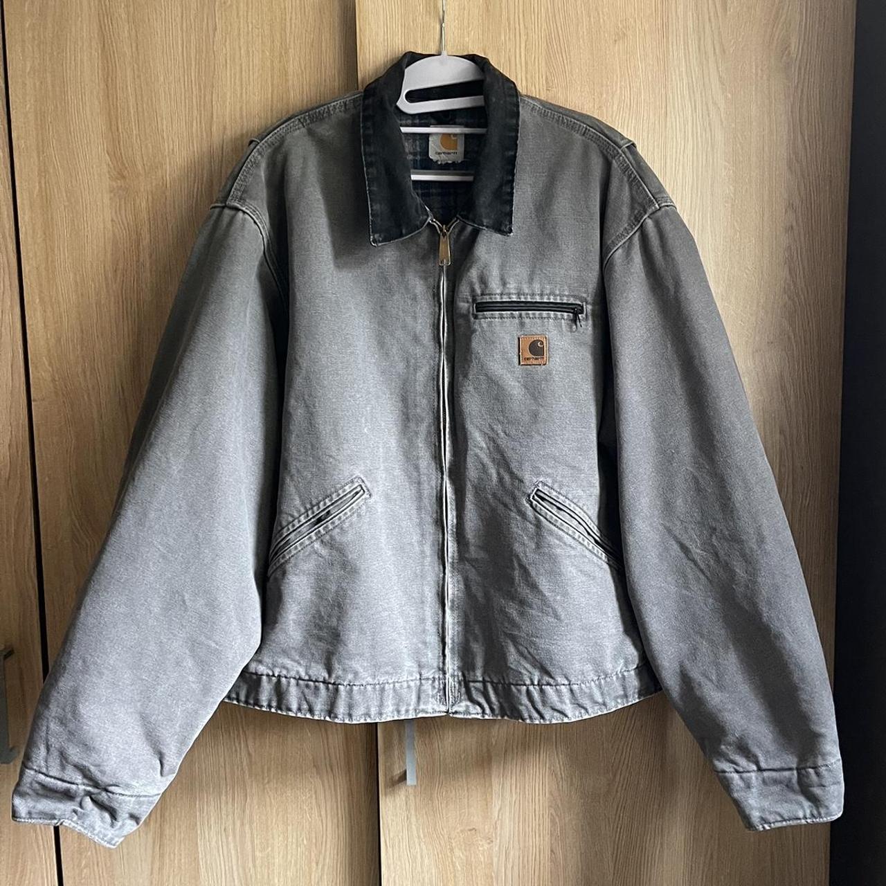 Carhartt Detroit Jacket - Grey/Black - Size... - Depop